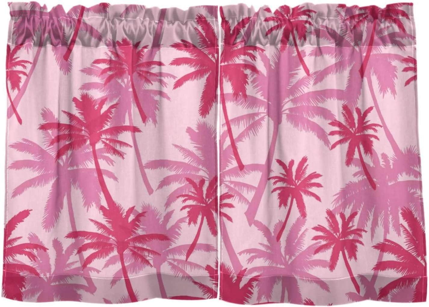 Palm Tree Kitchen Curtains 2 Panels UV Protected Tier Curtains, Half ...