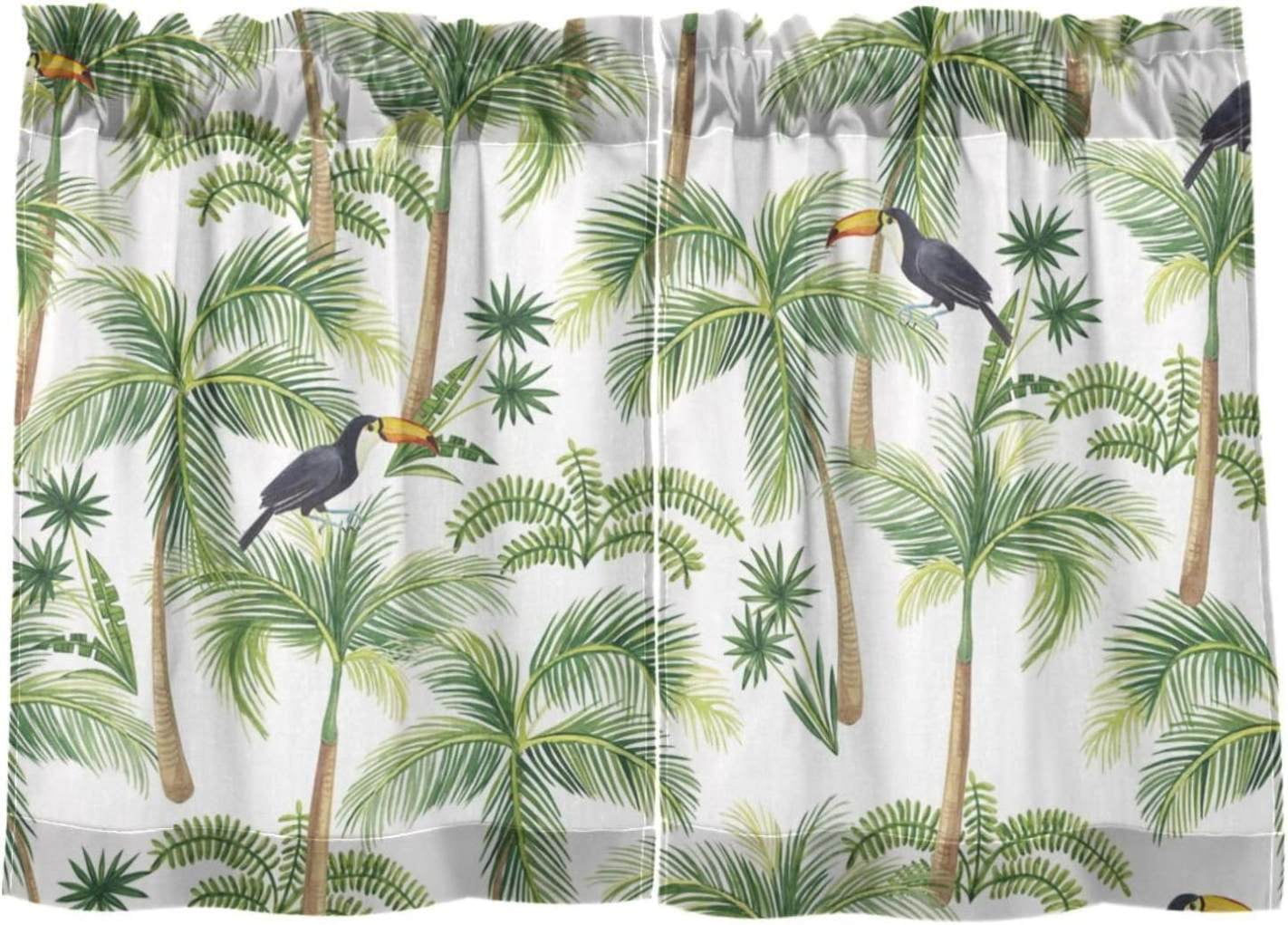 Palm Tree Kitchen Curtains 2 Panels UV Protected Tier Curtains, Half ...
