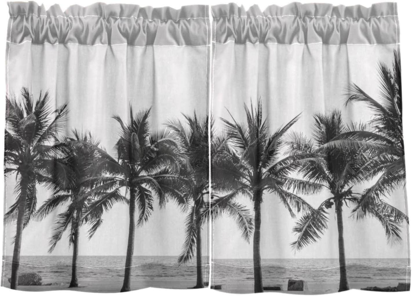 Palm Tree Kitchen Curtains 2 Panels UV Protected Tier Curtains, Half ...