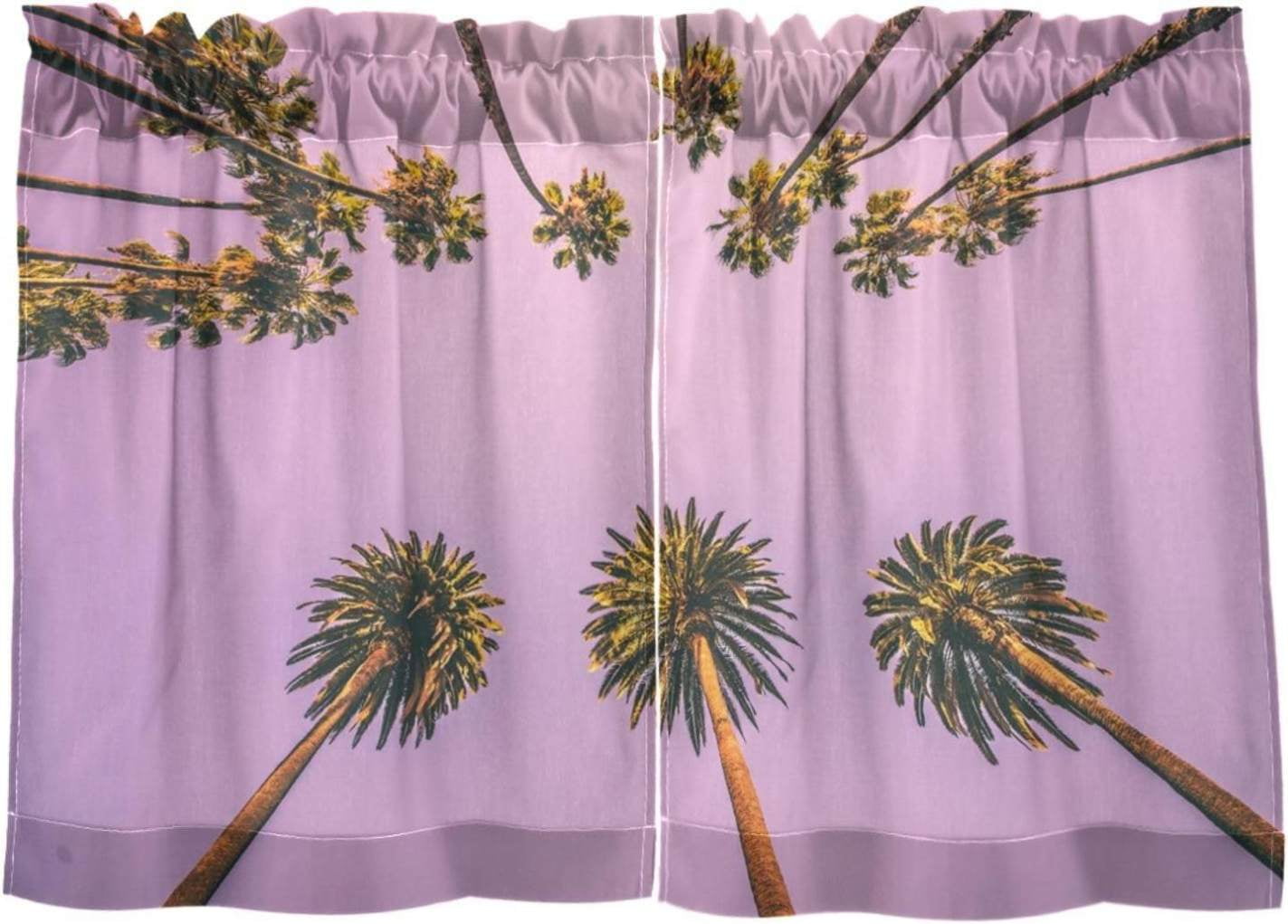 Palm Tree Kitchen Curtains 2 Panels UV Protected Tier Curtains, Half ...