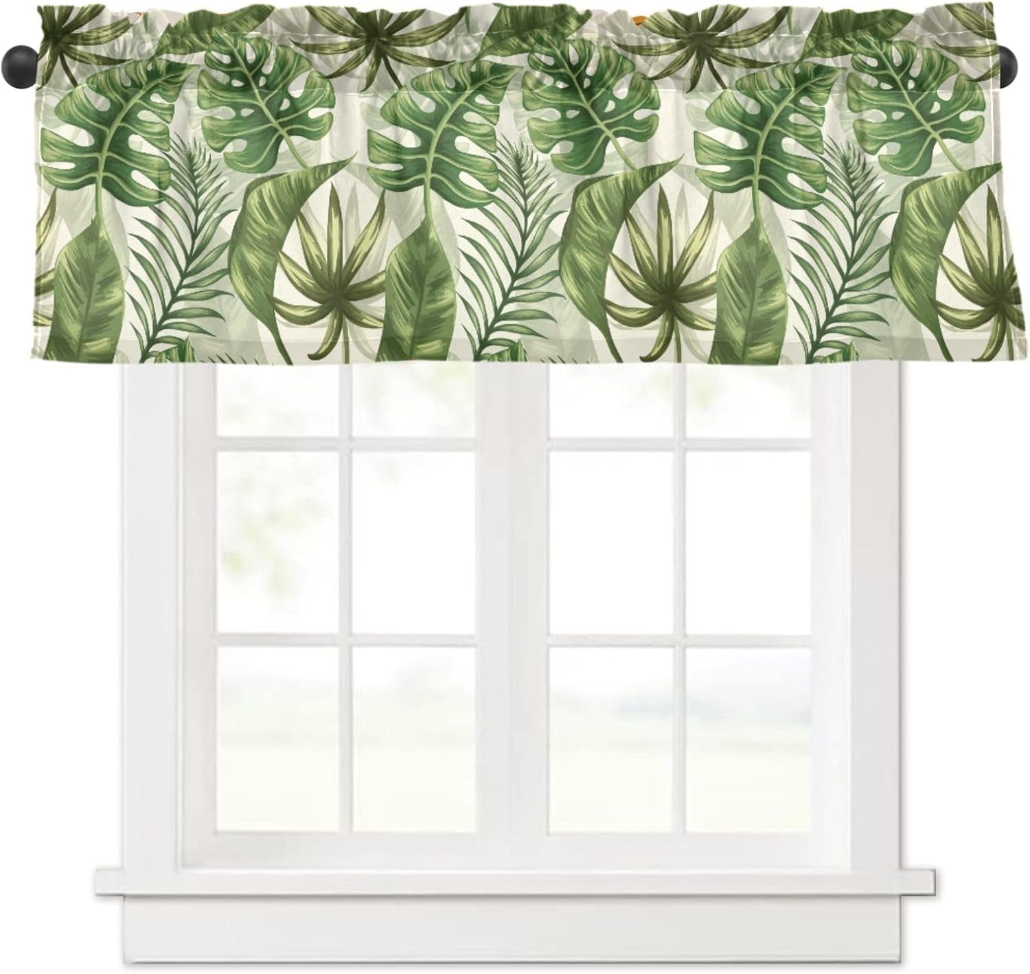 Palm Tree Kitchen Curtains Valances for Windows Rod Pocket Valance ...