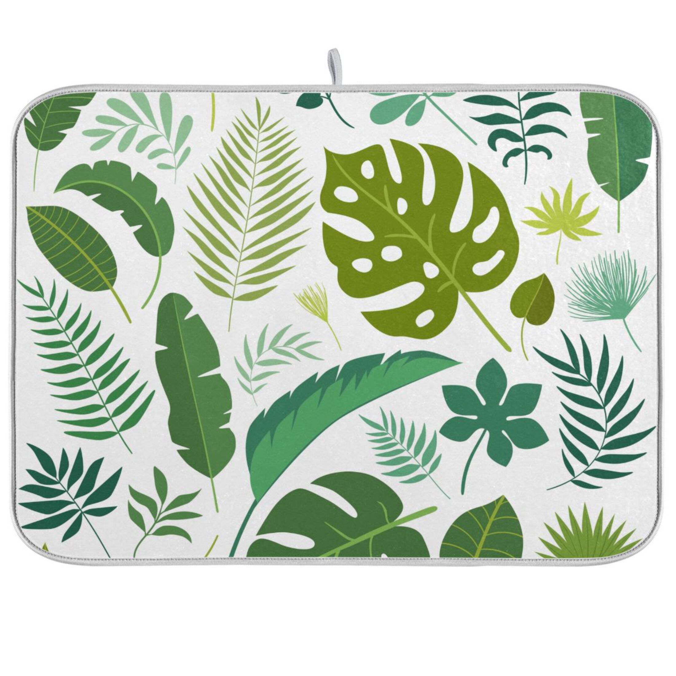 Palm Tree Leaves Dish Drying Mat Microfiber Kitchen Pad Large Counter ...