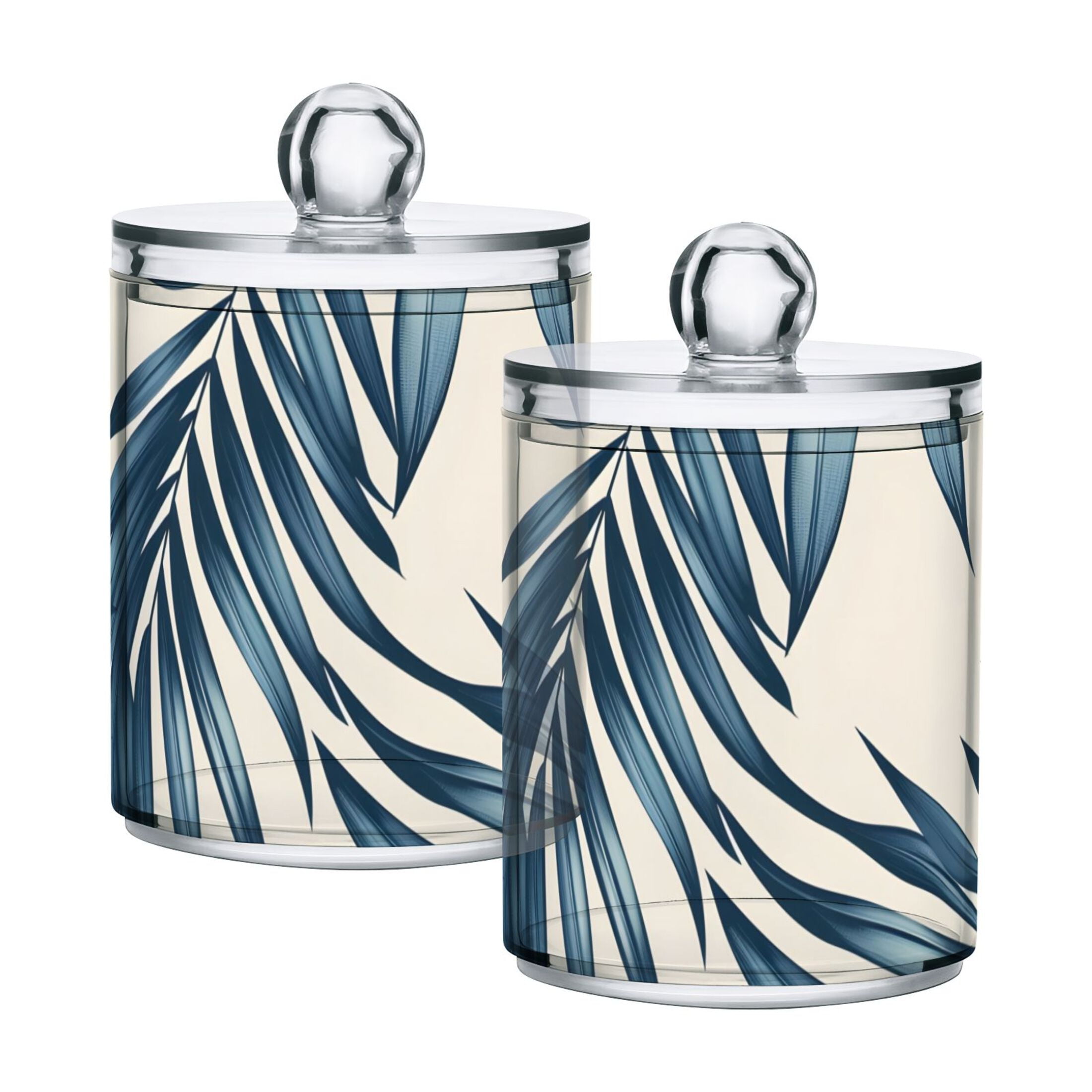 Palm Tree Leaves Hand Painted Translucent Plastic Cans Storage ...