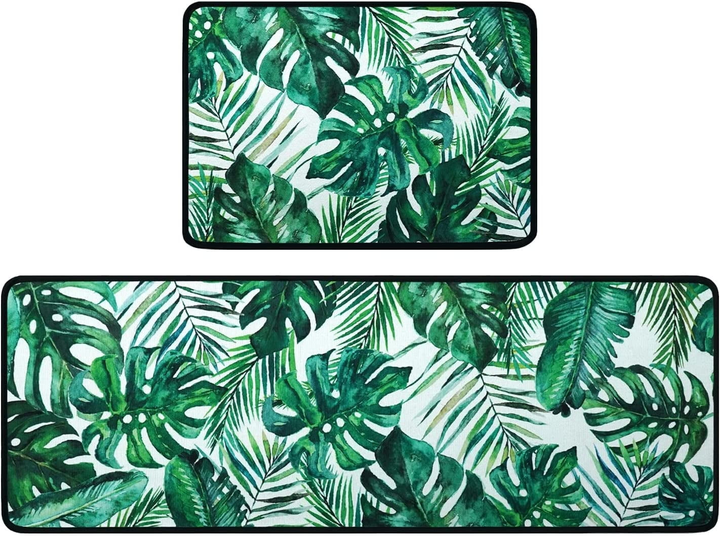 Palm Tree Leaves Kitchen Rug Set,Summer Tropical Jungle Palm Sunday ...