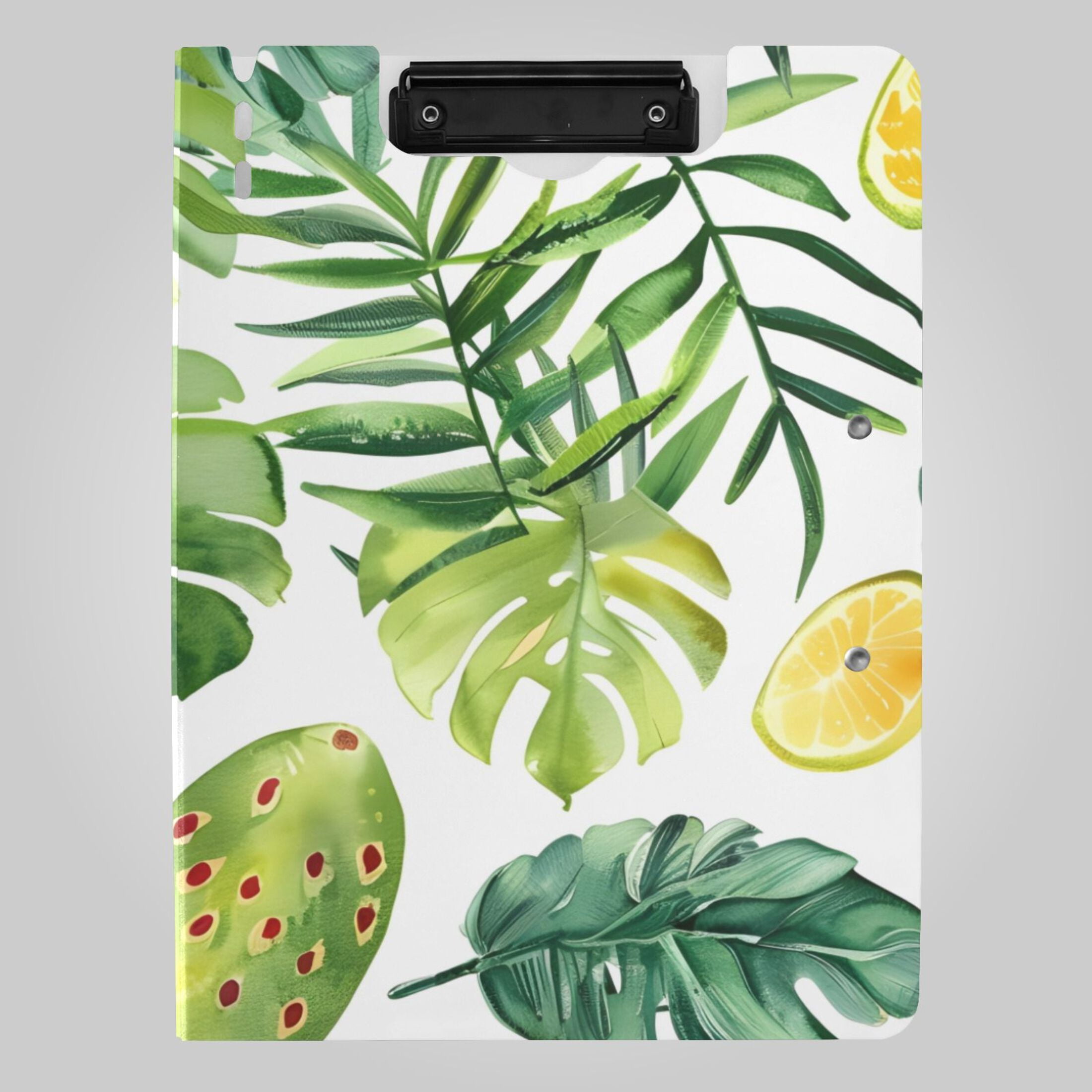 Palm Tree Leaves Lemons Watercolor Foldable Binder Folder Clipboard ...