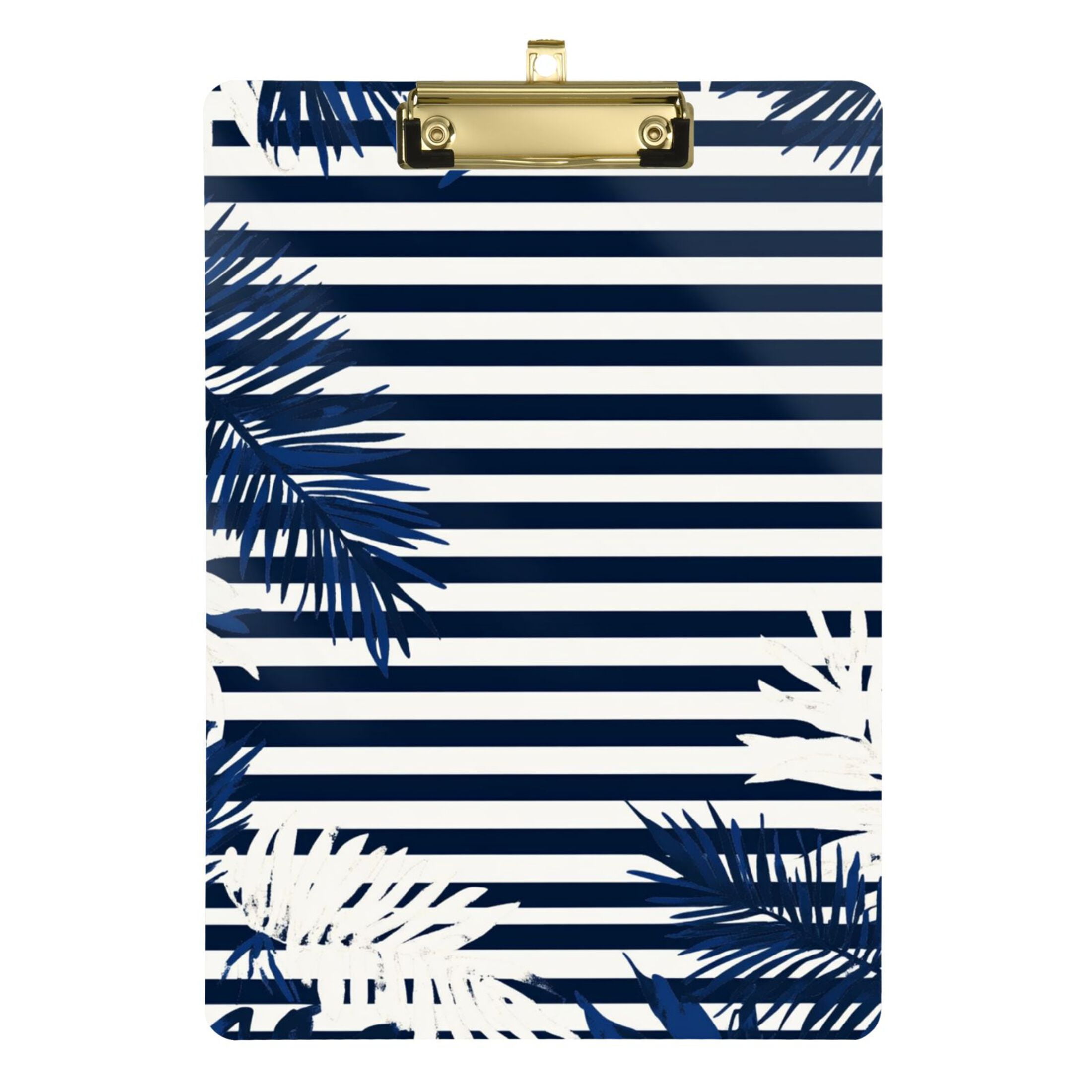 Palm Tree Leaves Navy Blue Narrow Stripes Acrylic Clipboard Drawing ...
