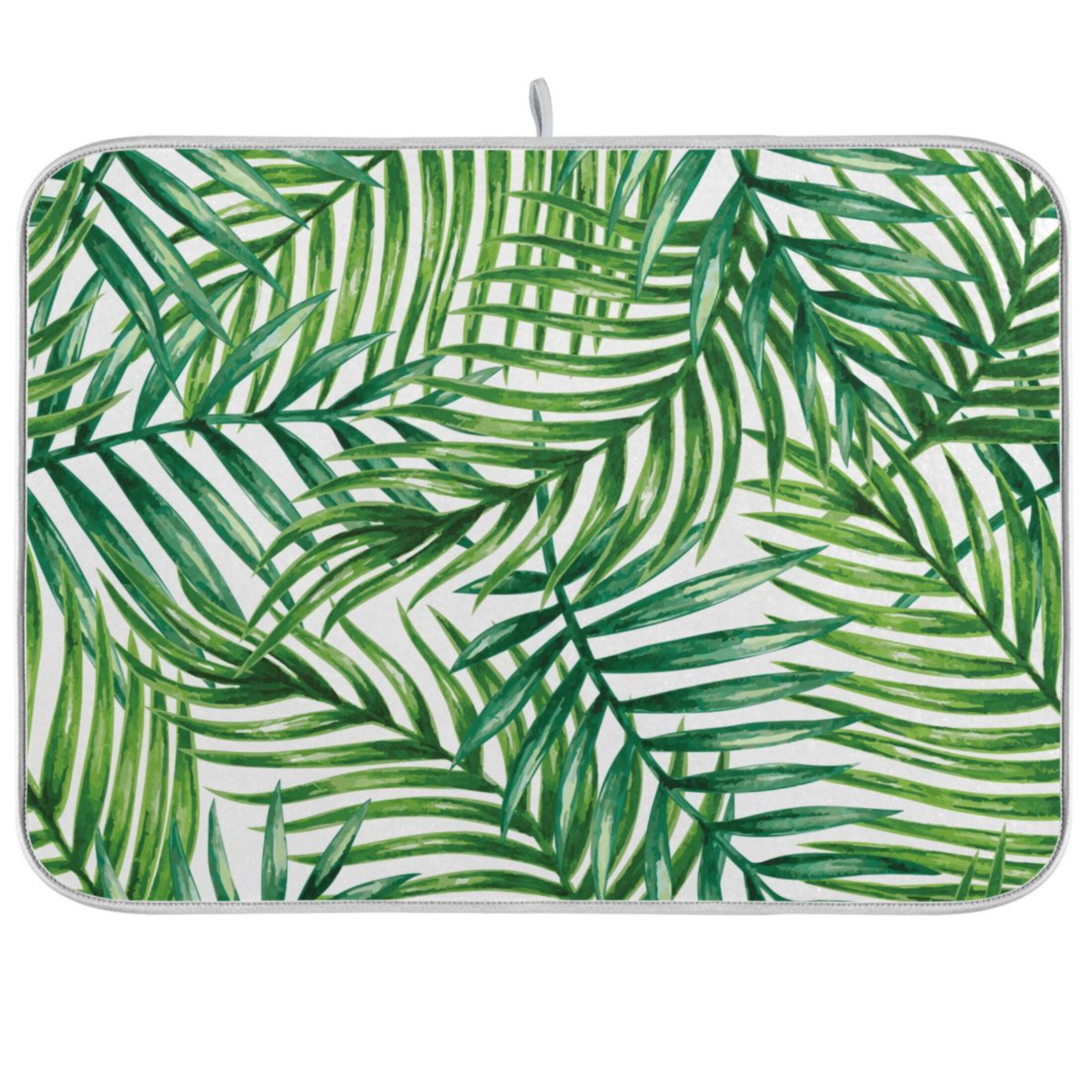 Palm Tree Leaves Pattern Dish Drying Mat Microfiber Kitchen Mats Large ...
