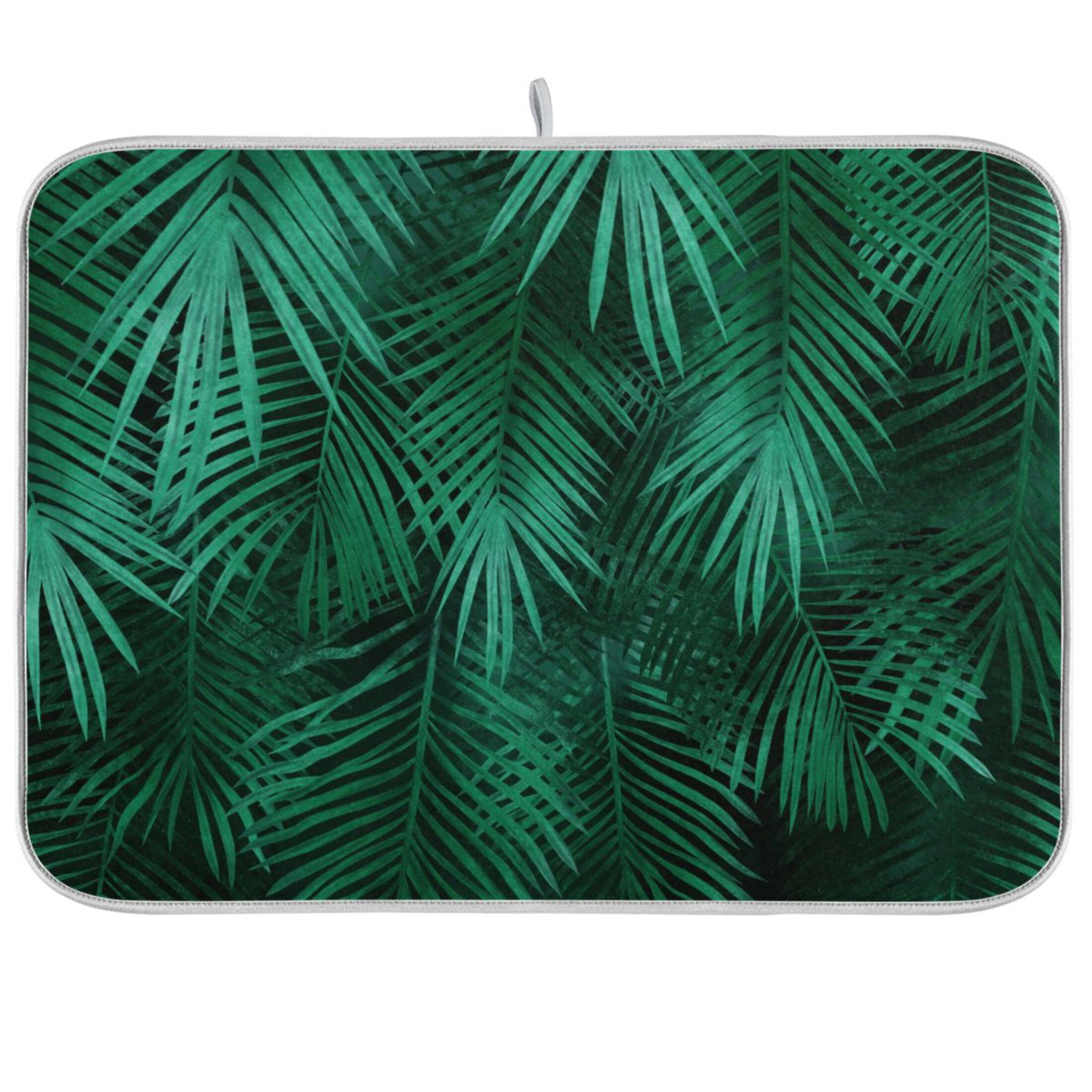 Palm Tree Leaves Vintage Tropical Dish Drying Mat Microfiber Kitchen ...