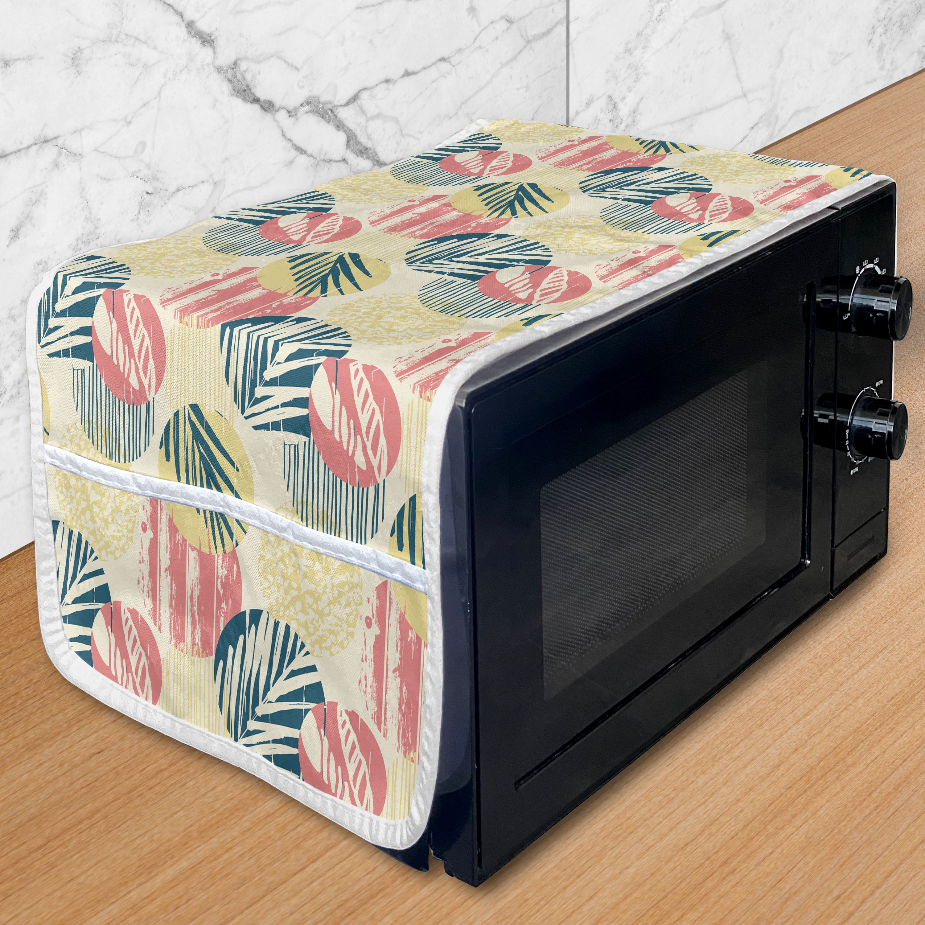 Palm Tree Microwave Oven Cover, Exotic Leaves with Grunge Display and ...