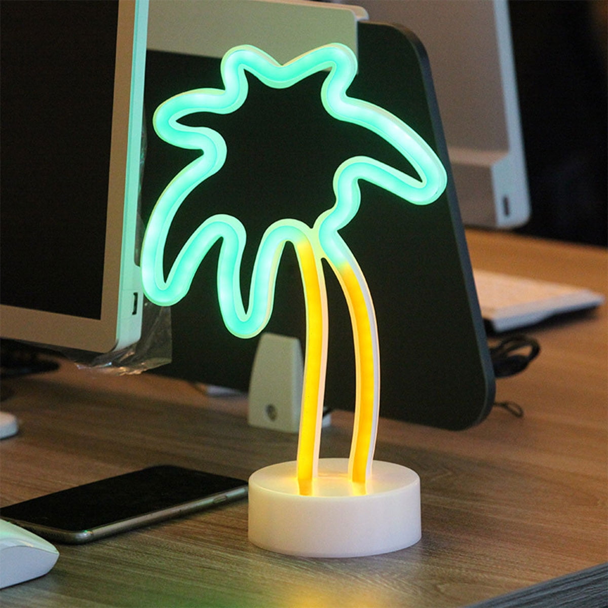 Palm Tree Neon Lights LED Coconut Tree Neon Night Light USB and Battery ...