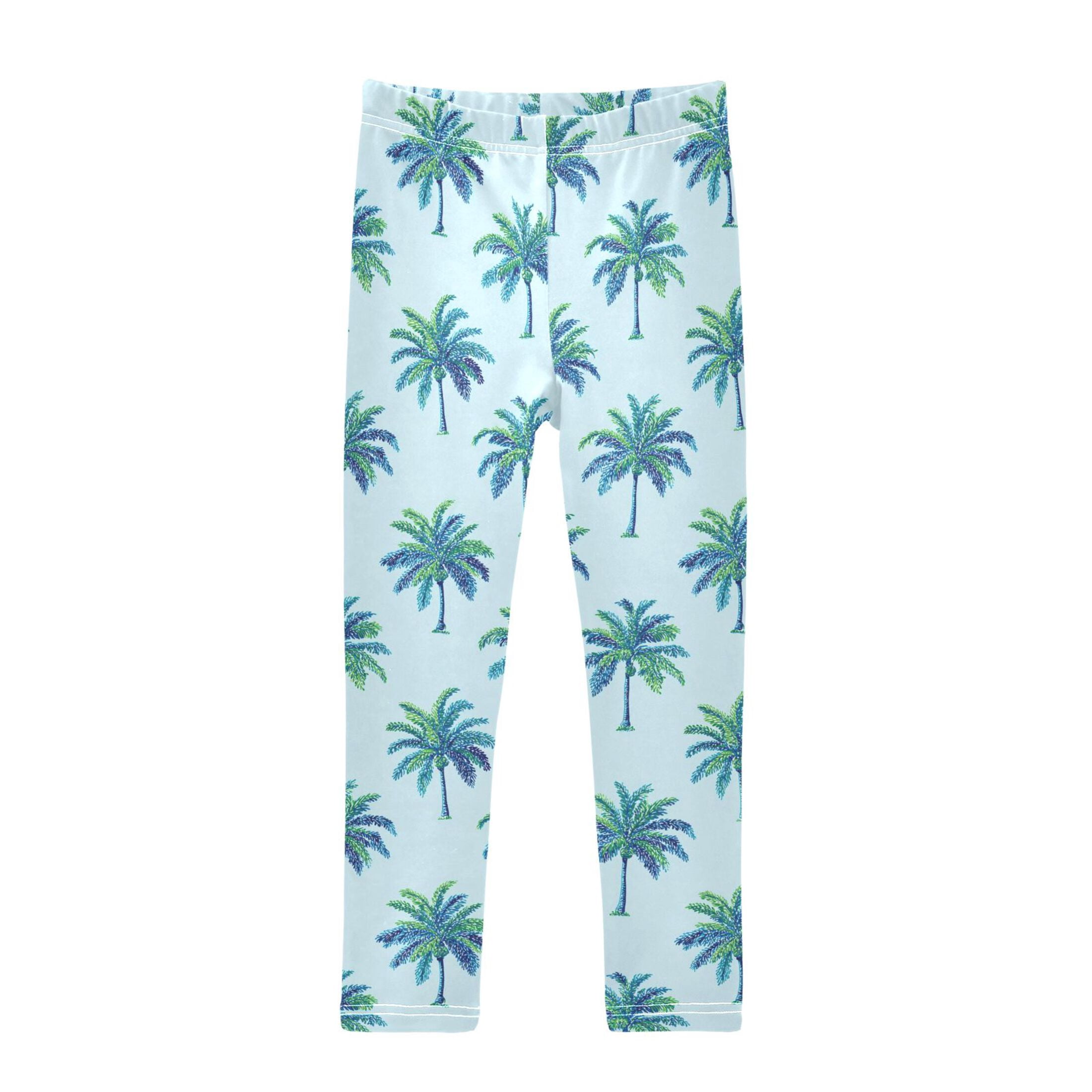 Palm Tree Pattern Printed Leggings Yoga Pants for in 4t to 10t ...