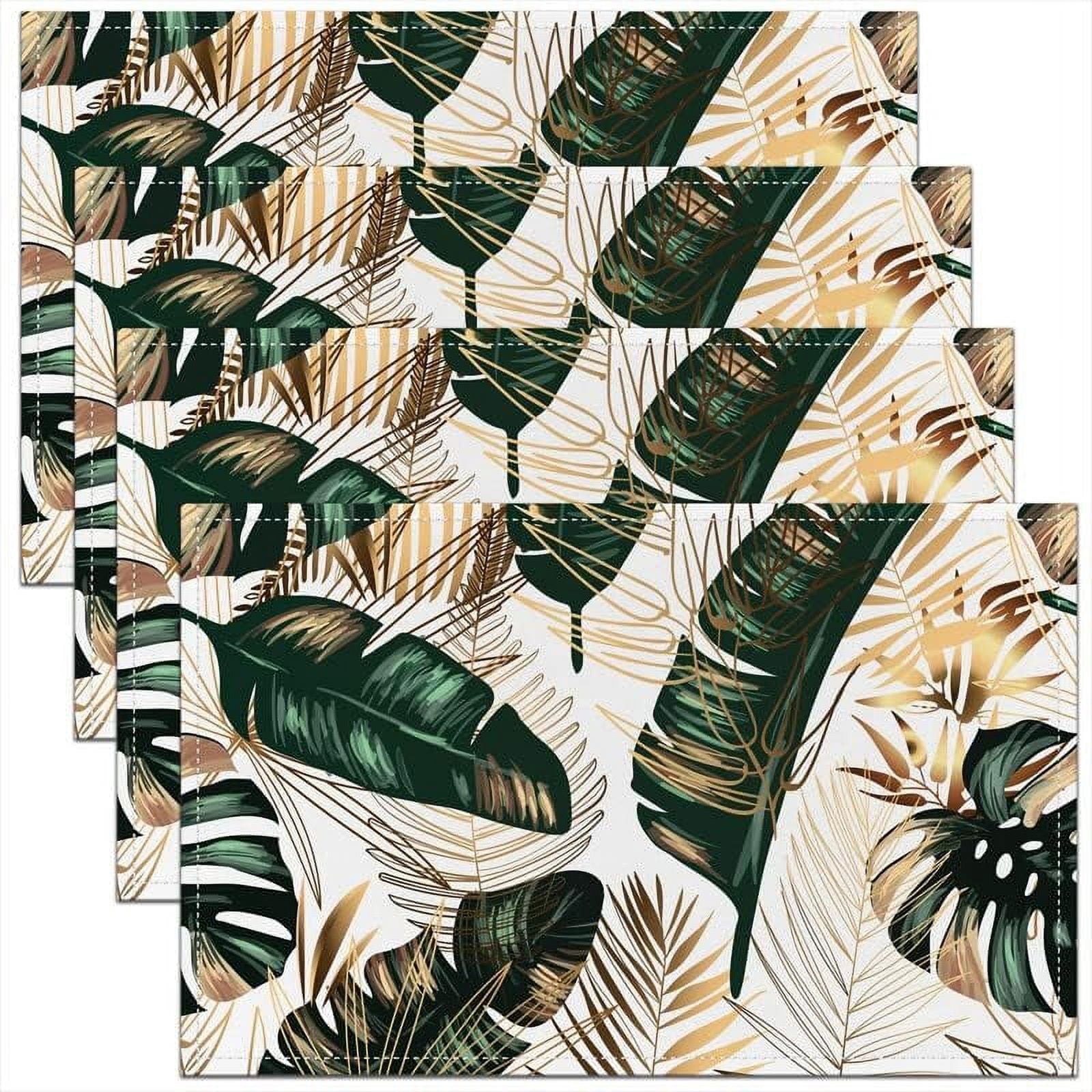 Palm Tree Print Placemats Set of 4,Palm Leaf Table Place Mats,Botanical ...