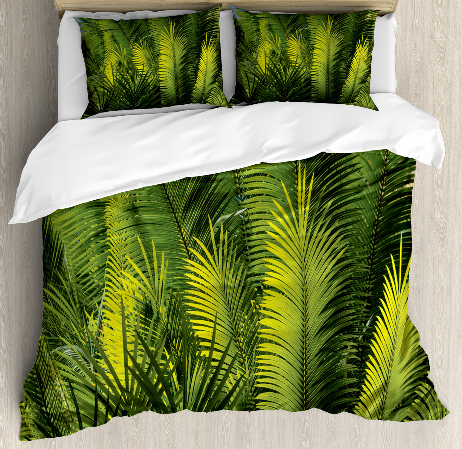 Palm Tree Queen Size Duvet Cover Set, Plam Tree Foliage Tropical Plants ...