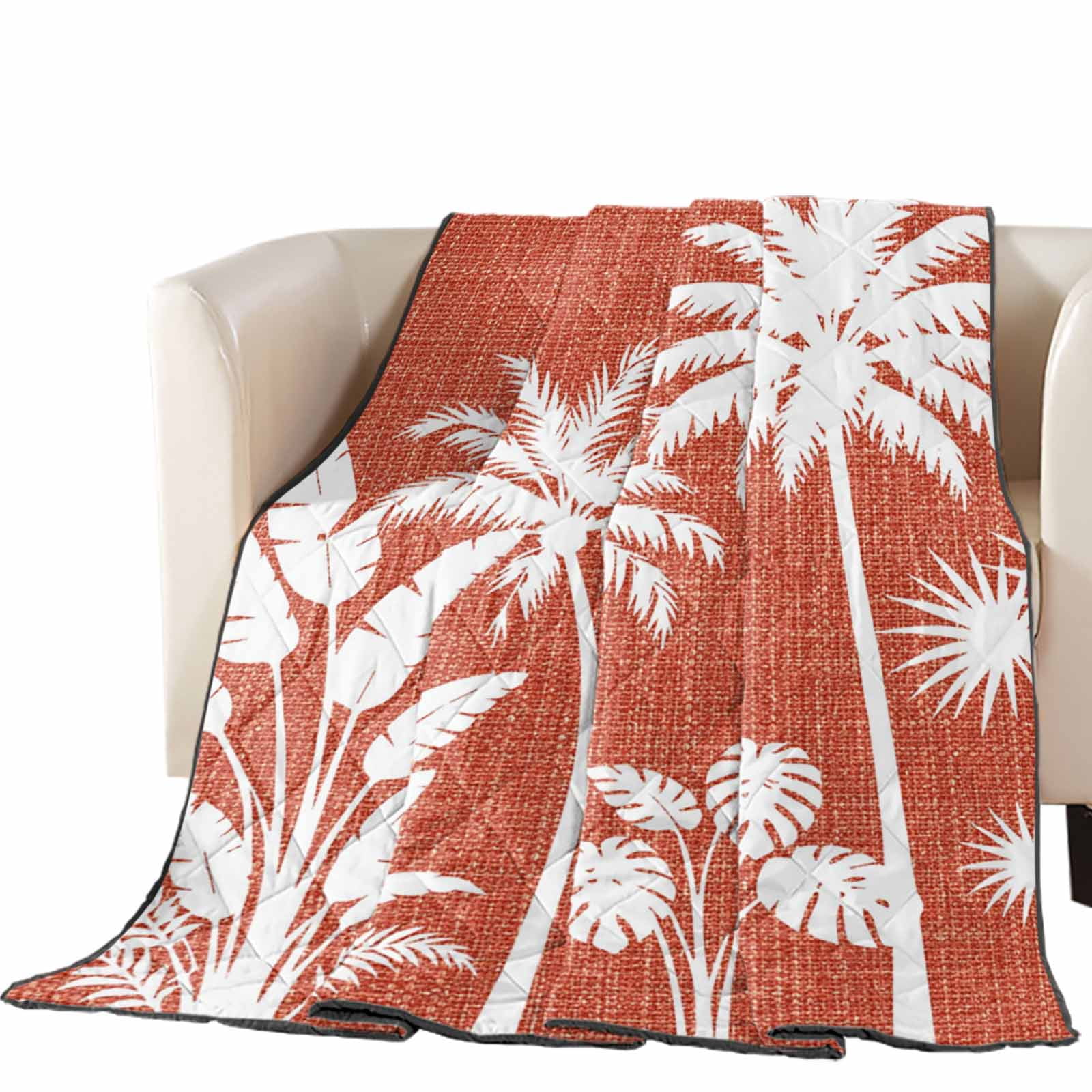 Palm Tree Quilted Comforters Cooling Blanket Queen Size, Coastal ...