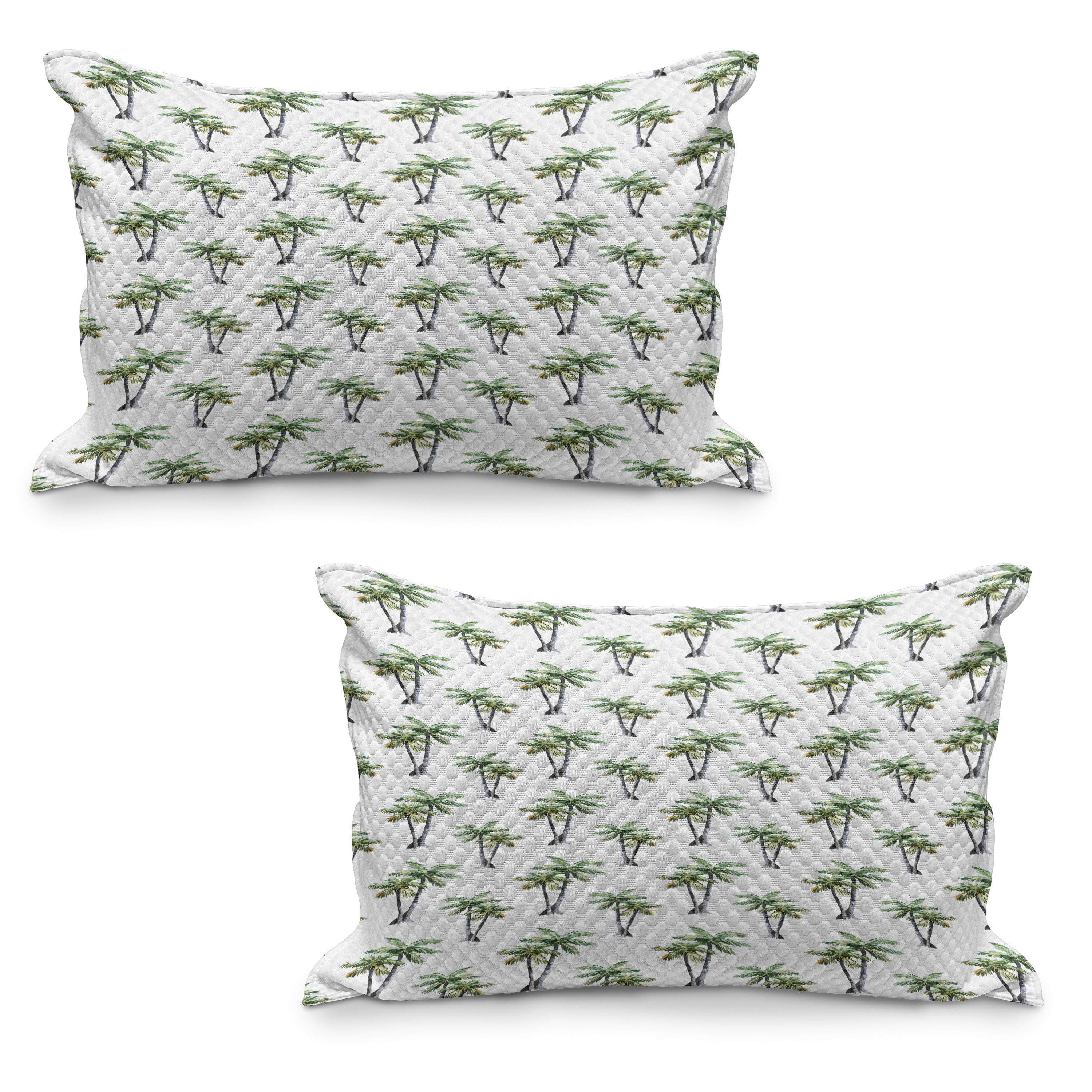 Palm Tree Quilted Pillowcover Set of 2, Botanical Watercolor Art of ...