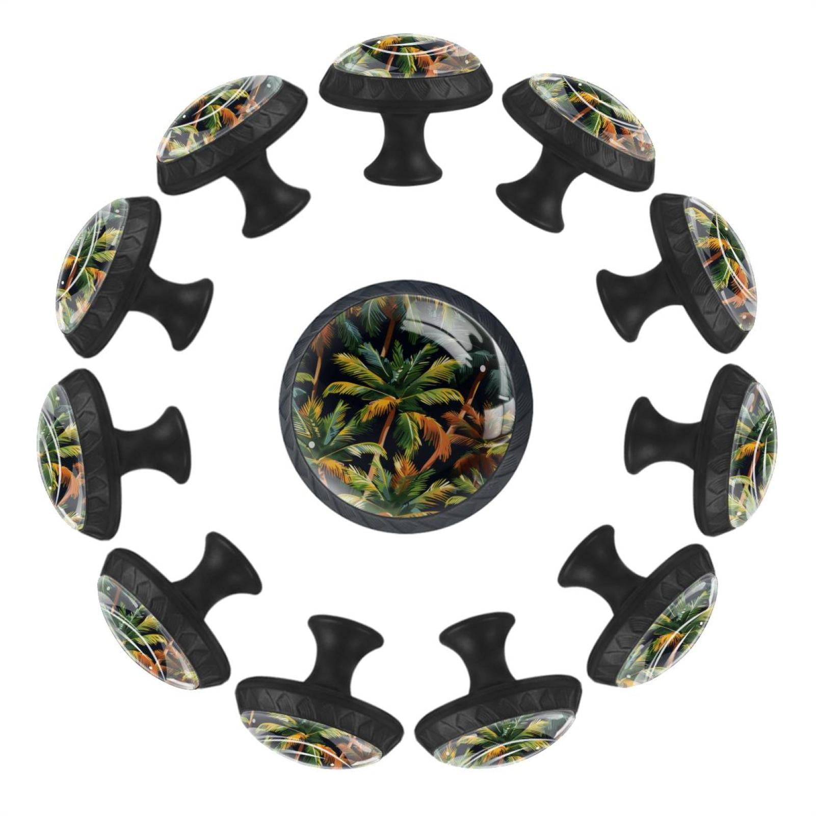 Palm Tree Seamless Pattern 35MM Round Glass Cabinet Knobs, Kitchen ...