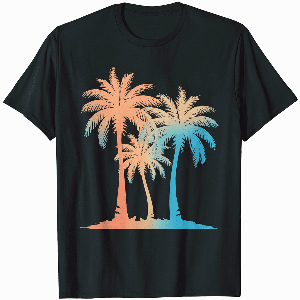 Palm Tree Shirts for Men, Sunset Beach Hawaiian Summer Vacation T-Shirt ...