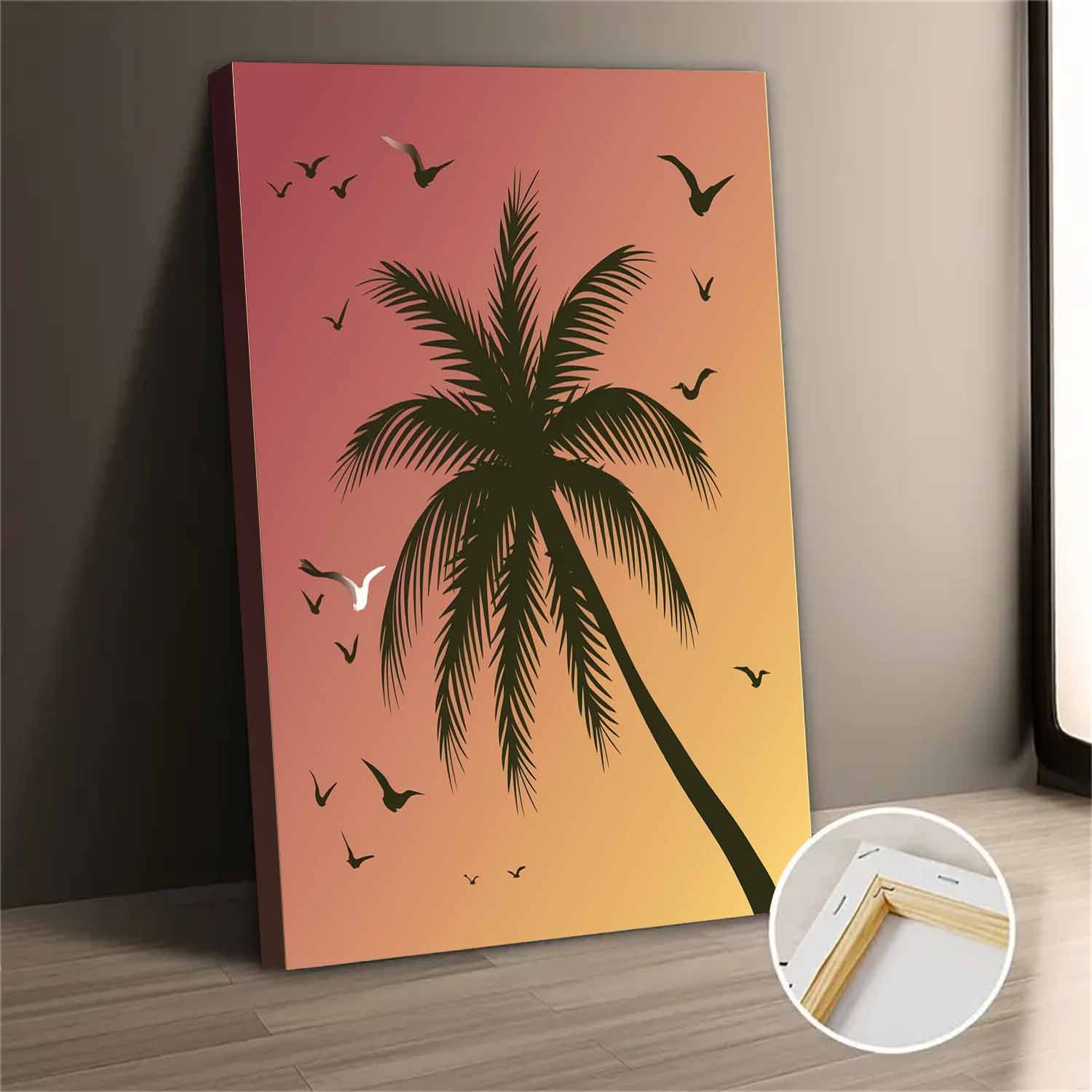 Palm Tree Silhouette Wall Art Canvas Painting For Bedroom Decor ...