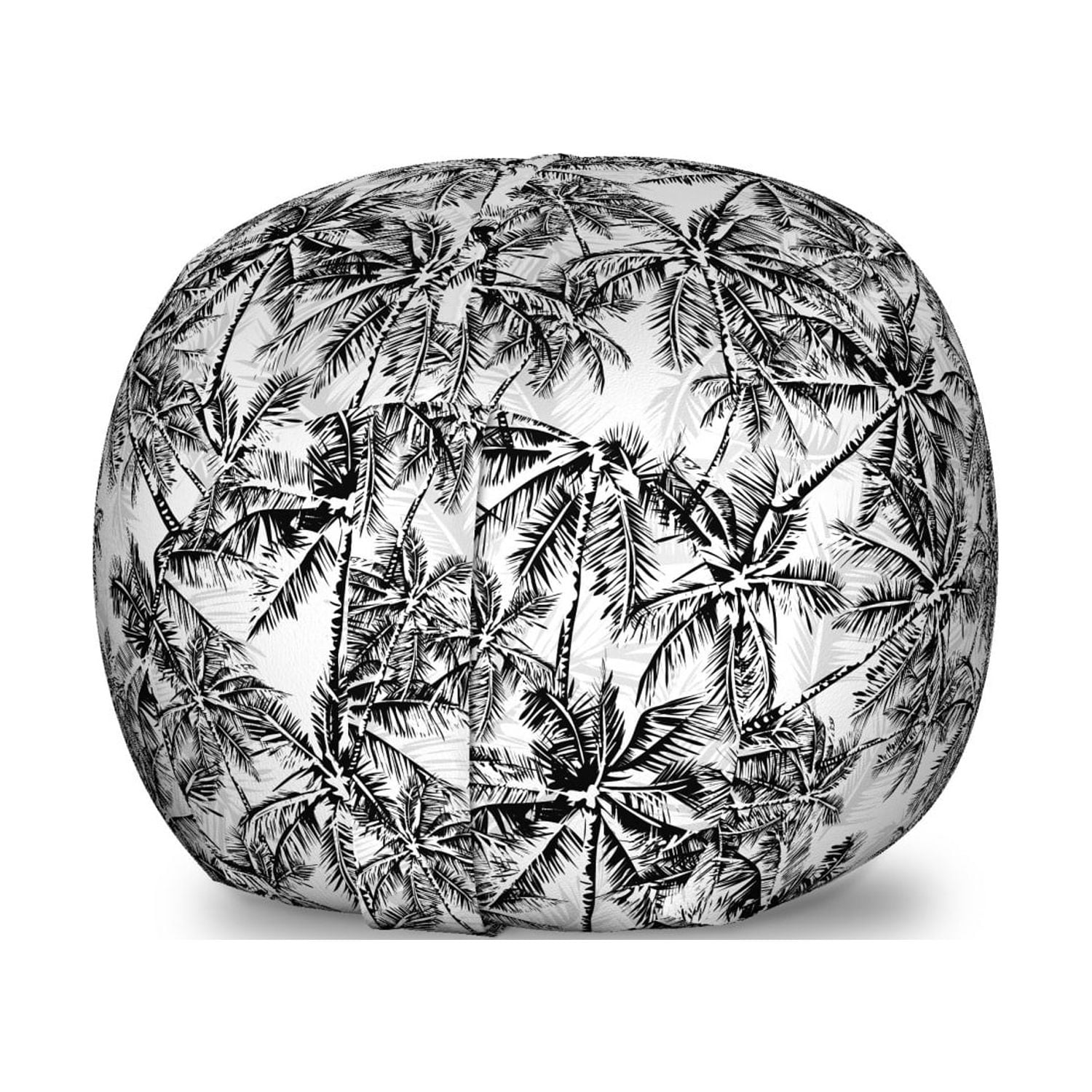 Palm Tree Storage Toy Bag Chair, Monochrome Woodland Pattern Depicting ...