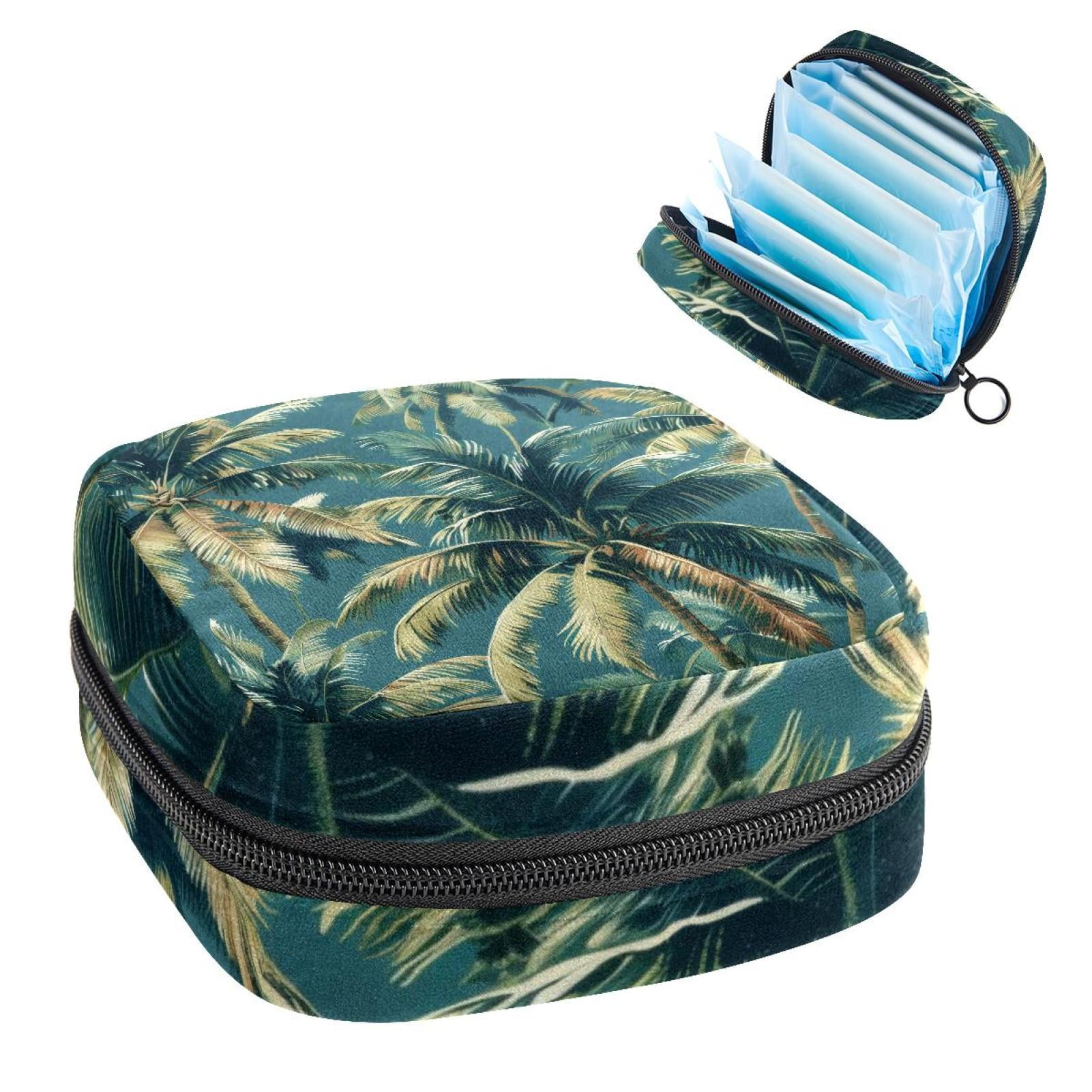 Palm Tree Summer Pattern Sanitary Napkin Storage Bag, Zipper Menstrual ...