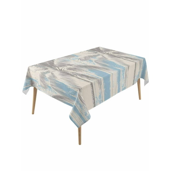 Palm Tree Table Cloth, Blue Tropical Plant Summer Retro Wood Plank ...