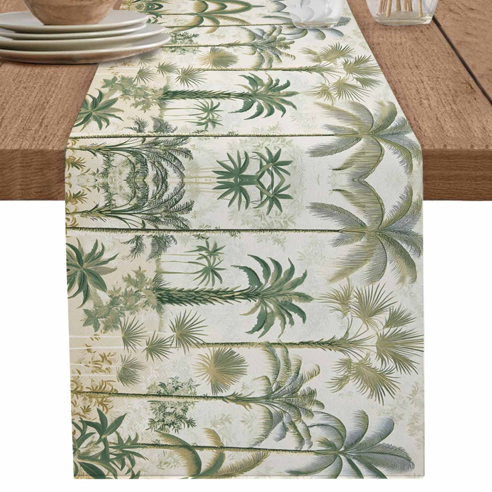 Palm Tree Table Runner 108 Inches Long for Dining Table Decor,Sage ...