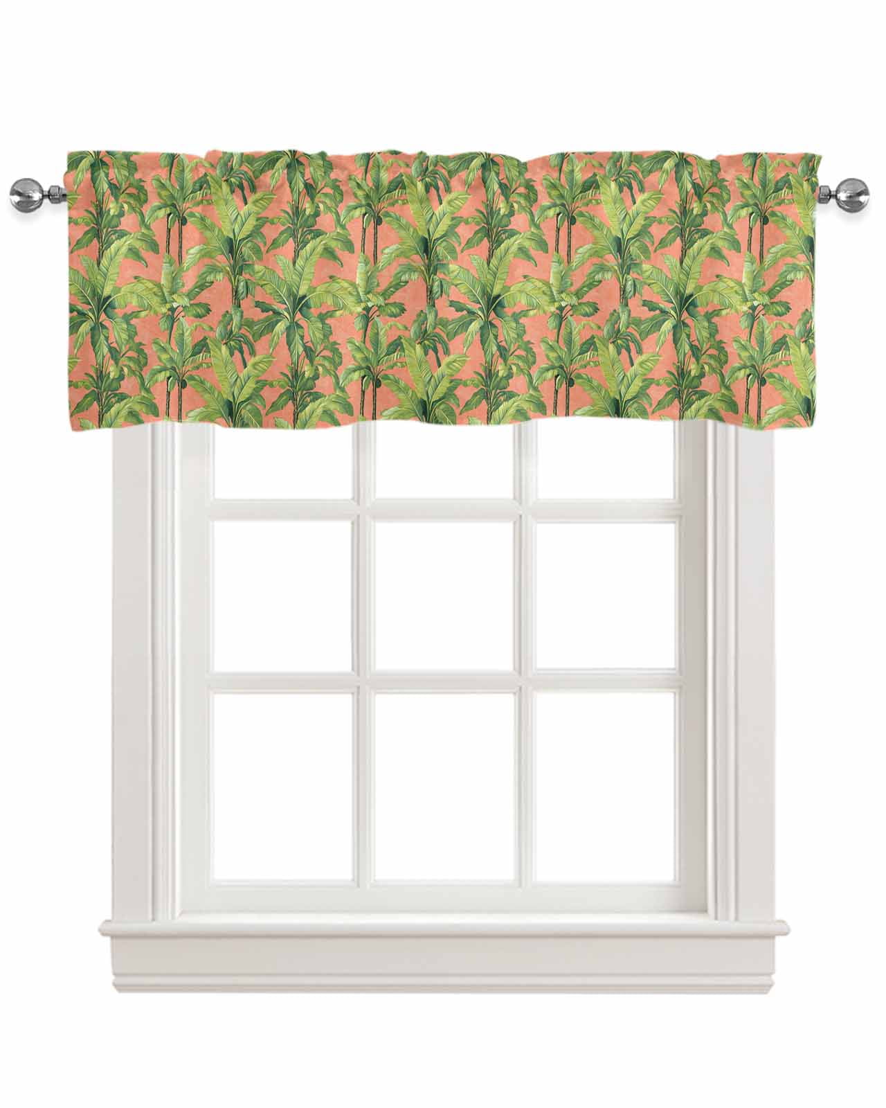 Palm Tree Tropical Kitchen Valances for Windows Farmhouse Linen Window ...