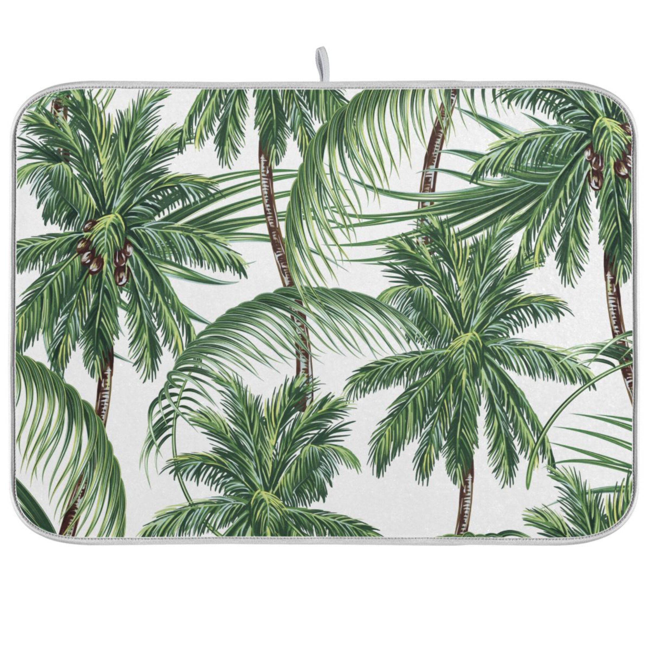 Palm Tree Tropical Plant Green Leaves Dish Drying Mat Microfiber ...