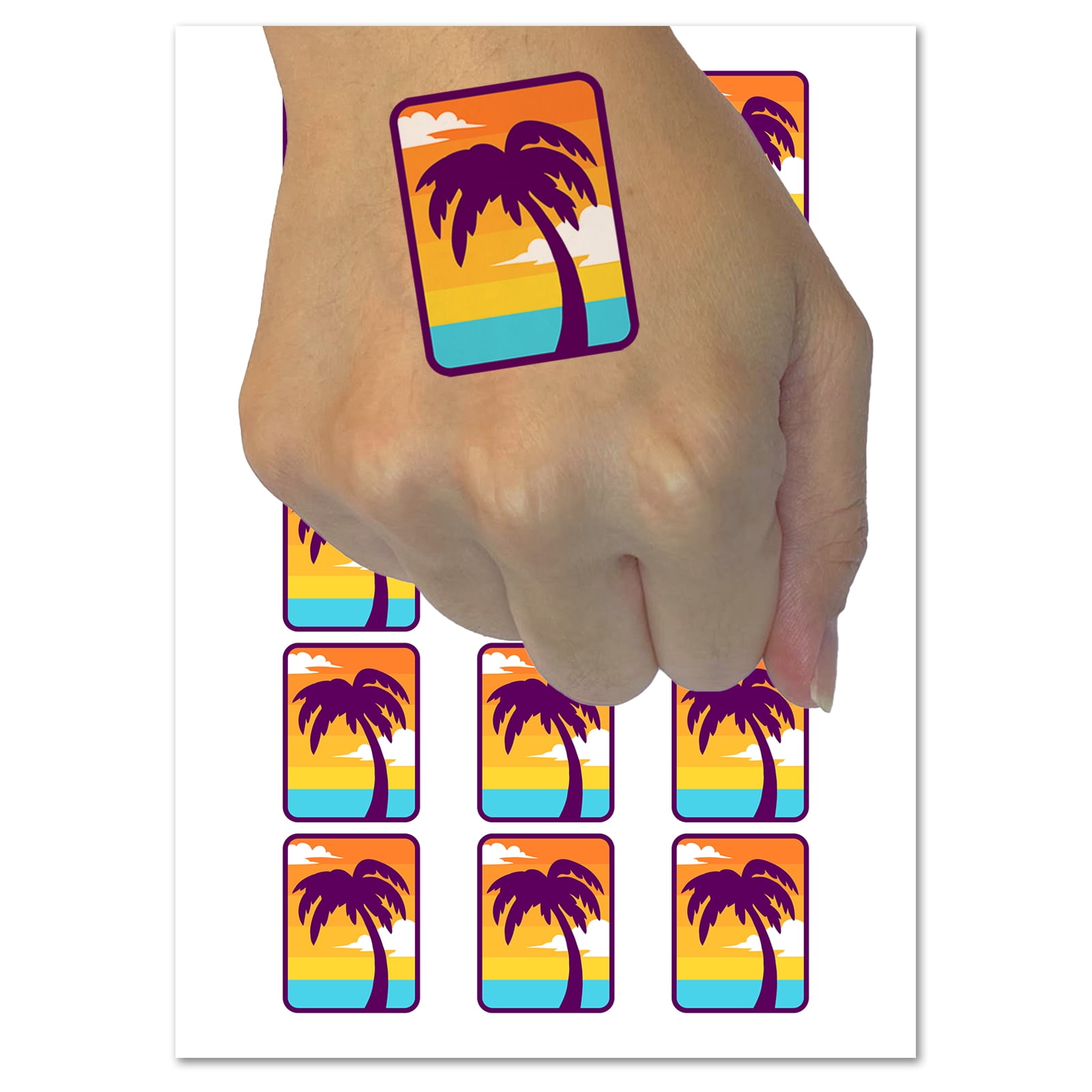 Palm Tree Tropical Solid Water Resistant Temporary Tattoo Set Fake Body ... Palm Tree Tropical Solid Water Resistant Temporary Tattoo Set Fake Body ...