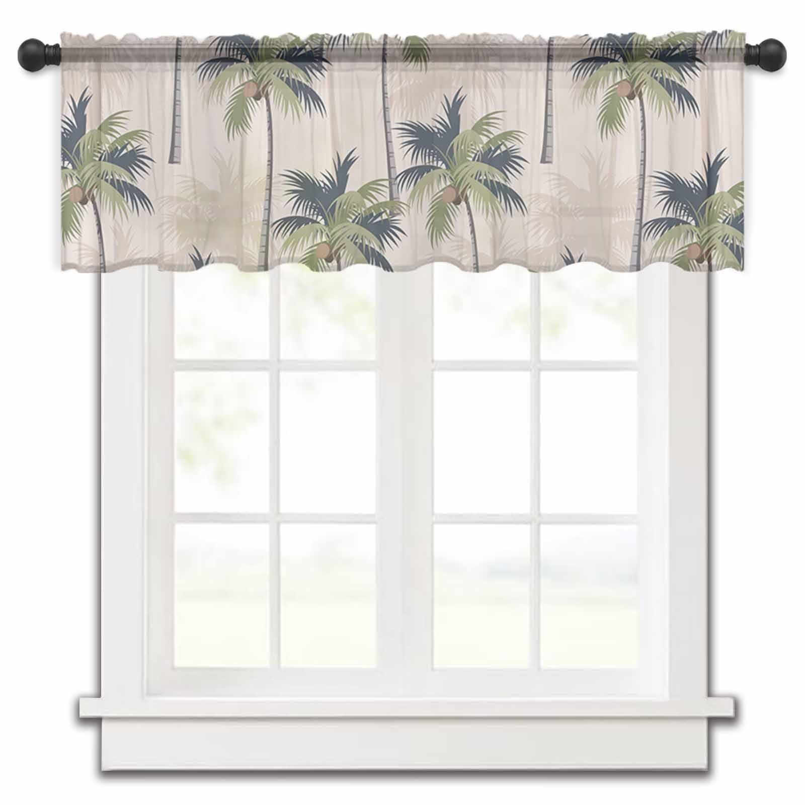 Palm Tree Valance Curtains for Kitchen/Living Room/Bathroom/Bedroom ...