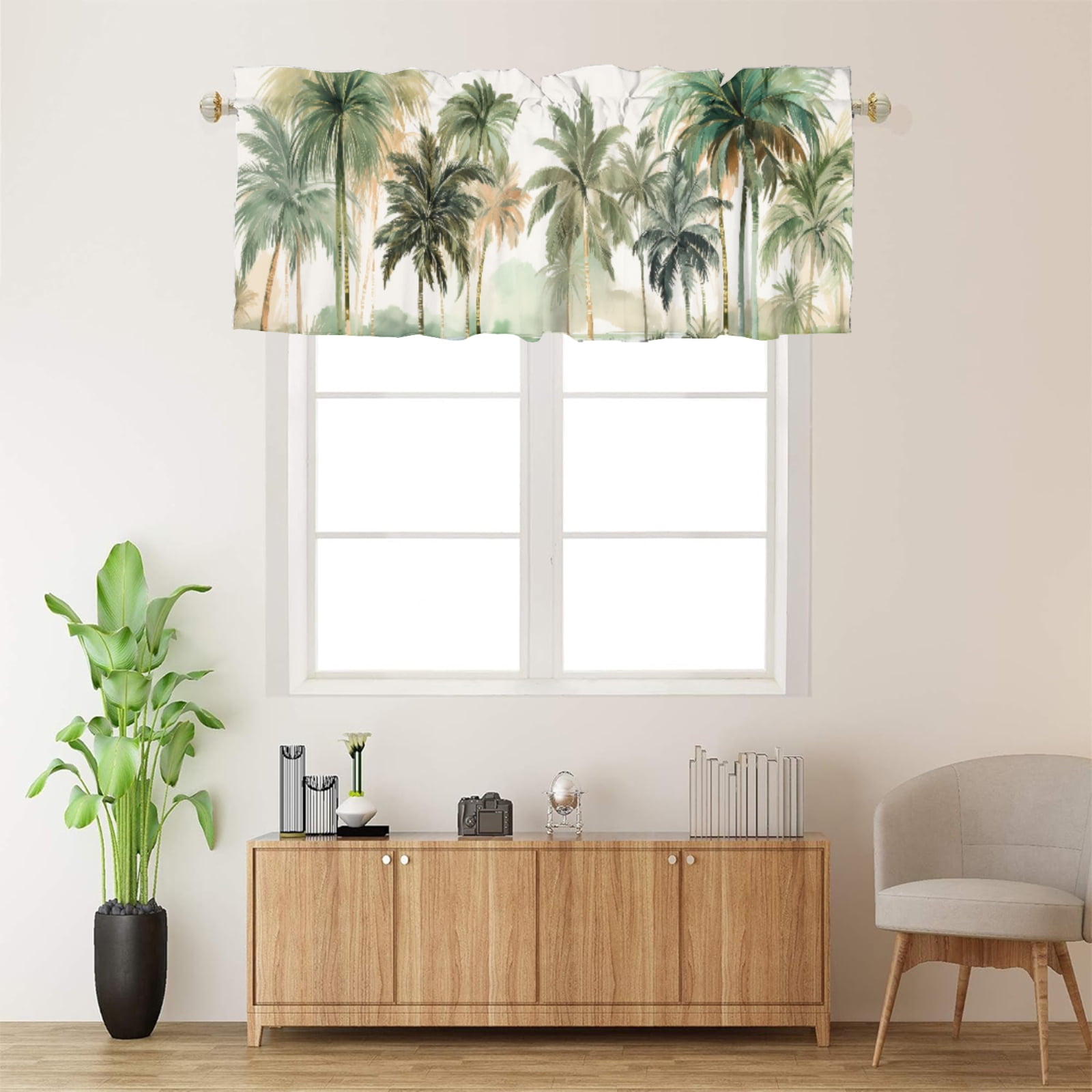 Palm Tree Valance Curtains for Windows, Tropical Palm Trees Nature ...