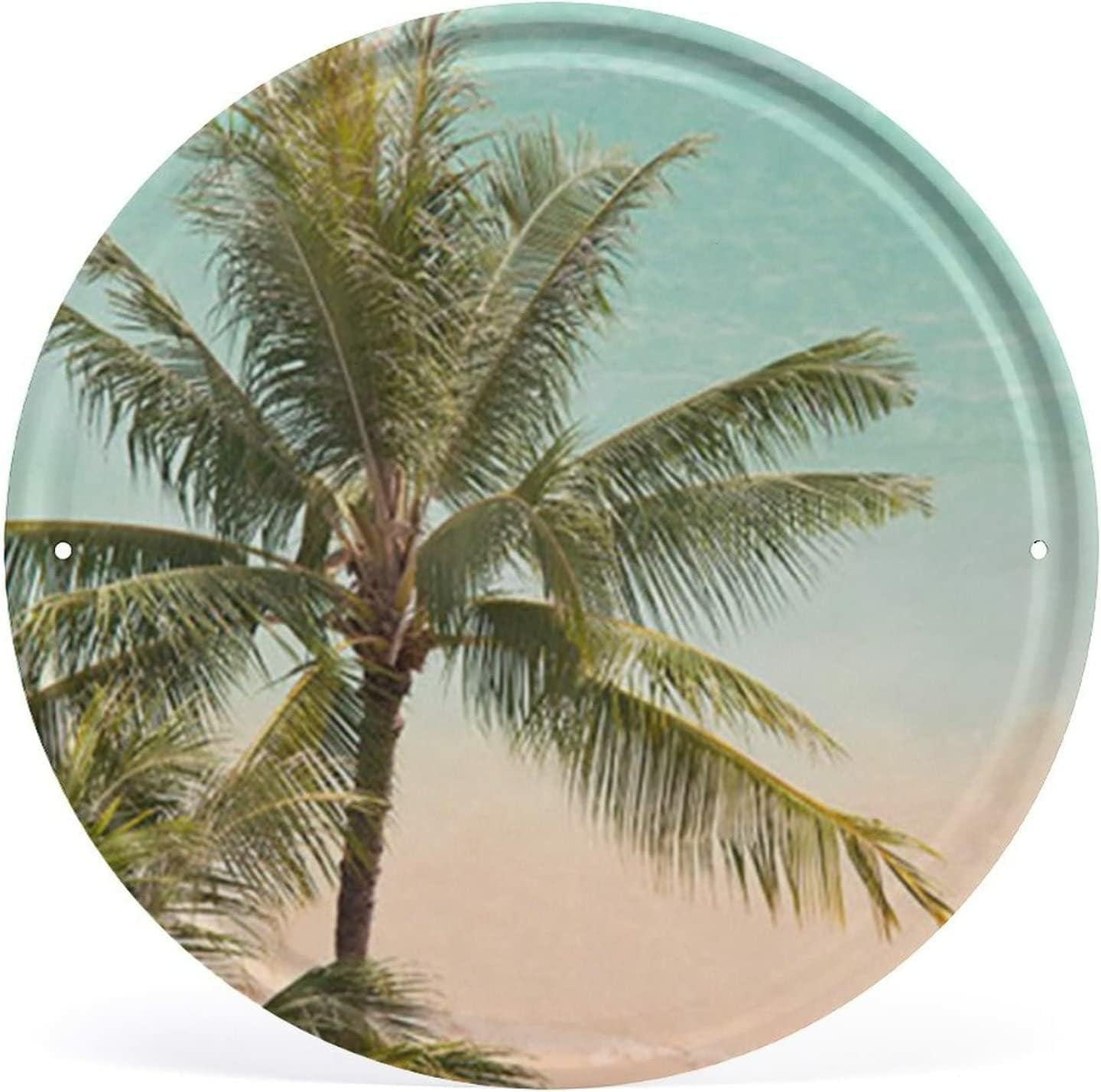 Palm Tree Vintage Style Round Tin Signs Making Sign Summer Retro Beach ...