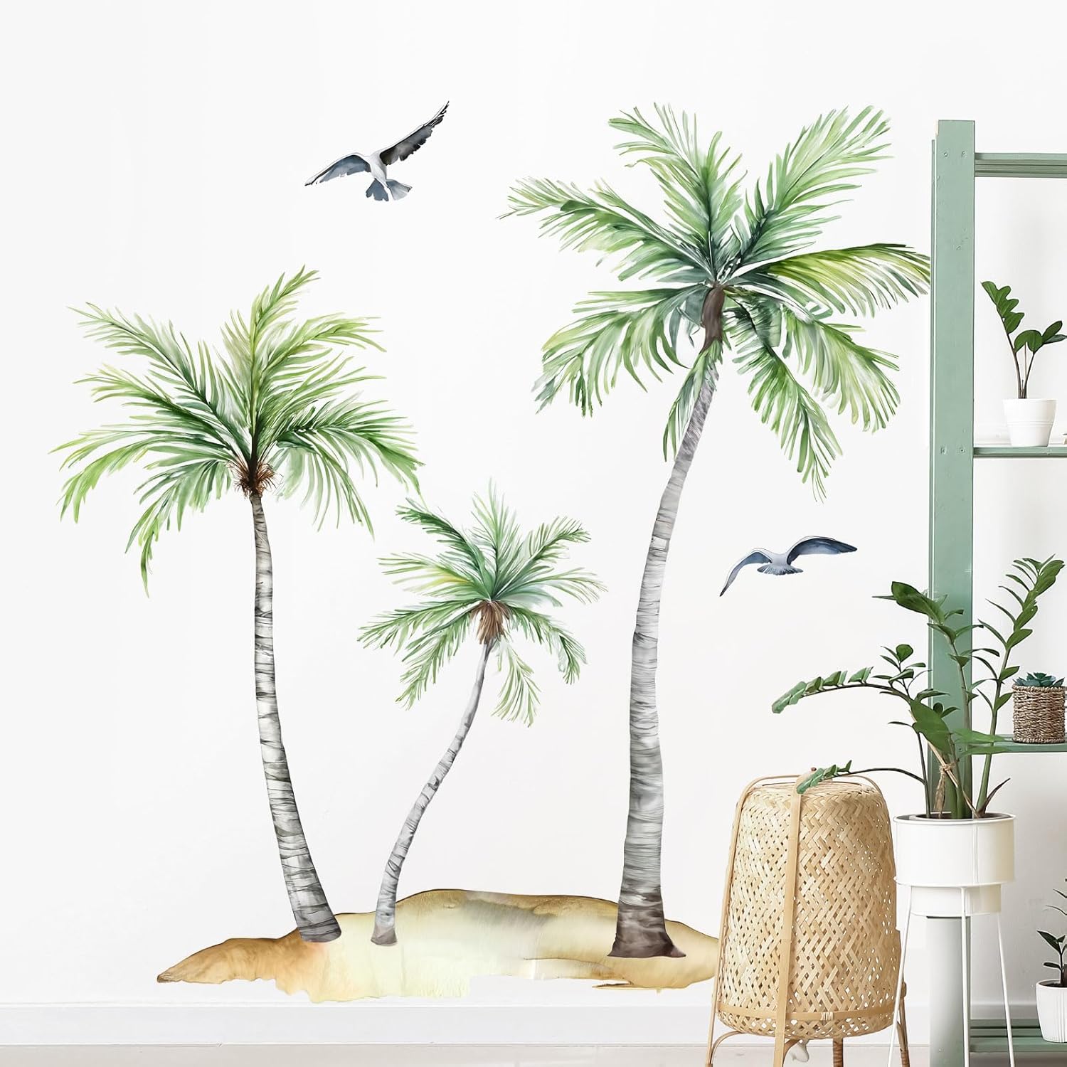 Palm Tree Wall Decals Tropical Spring Summer Plant Sunset Boho Beach ...