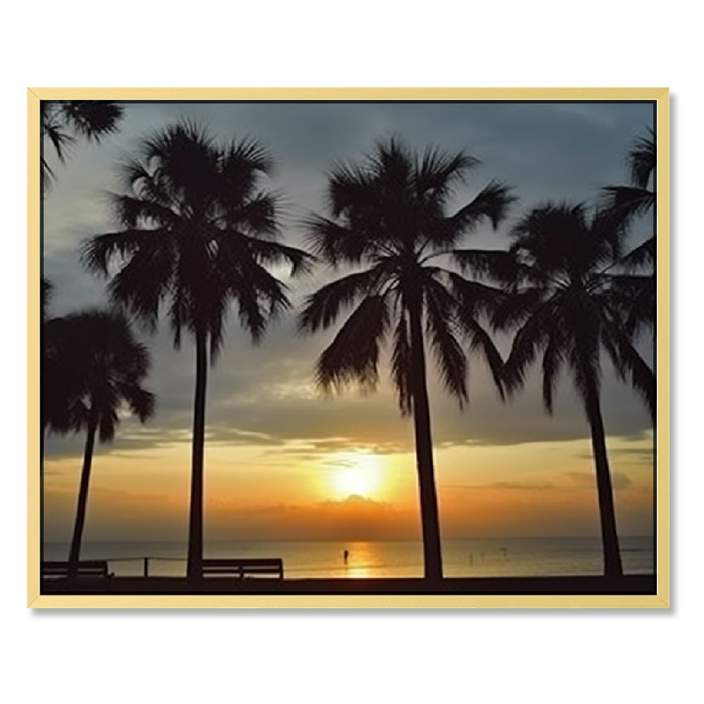 Palm Tree Wall Decor Poster Tropical Beach Sunset Nature Scenery Art ...