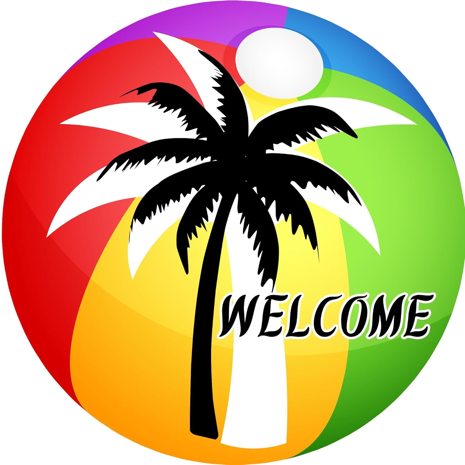 Palm Tree Welcome with Beach Background Wreath Attachment, Sign or Door ...