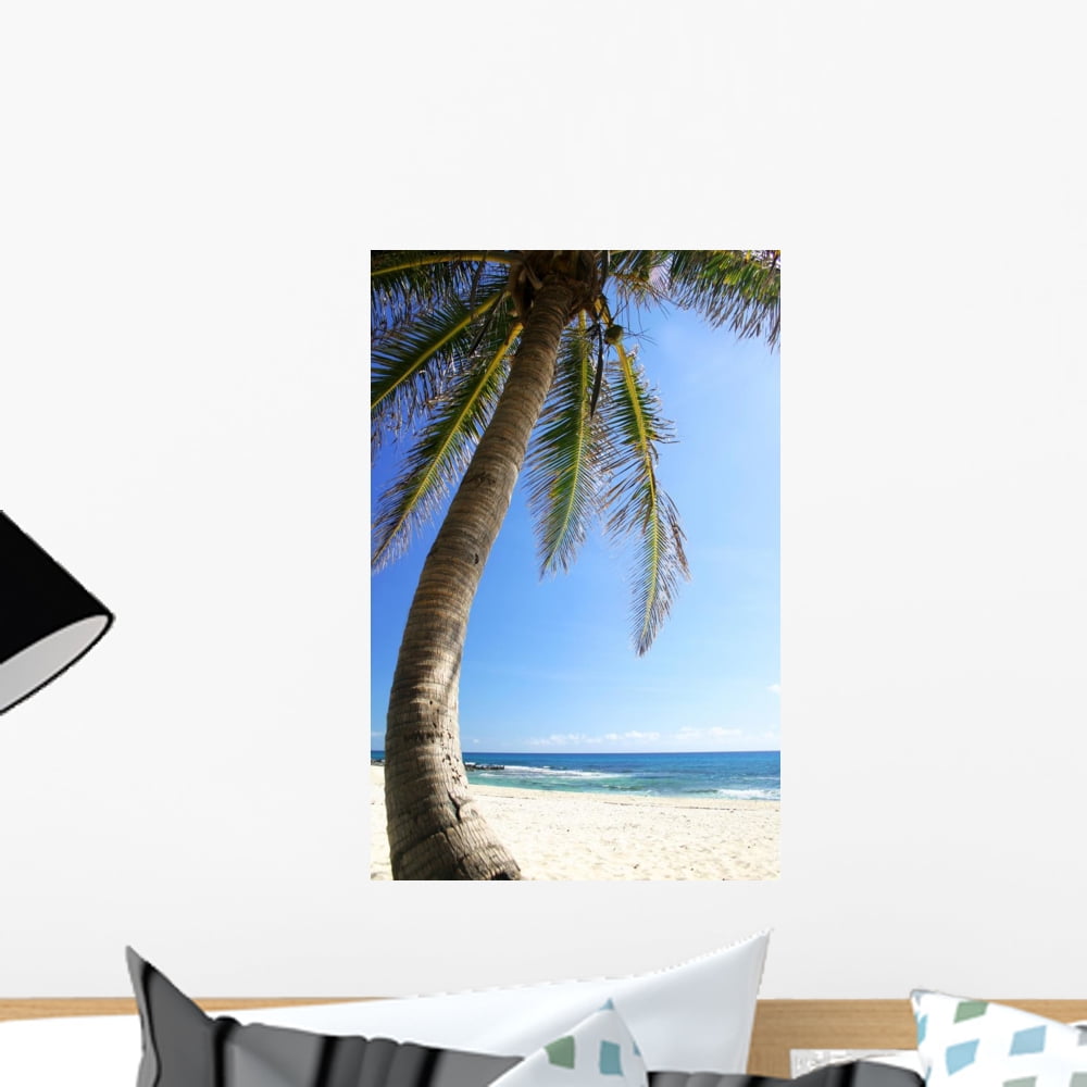 Palm Tree and Beach Wall Mural Decal Sticker, Wallmonkeys Peel & Stick ...