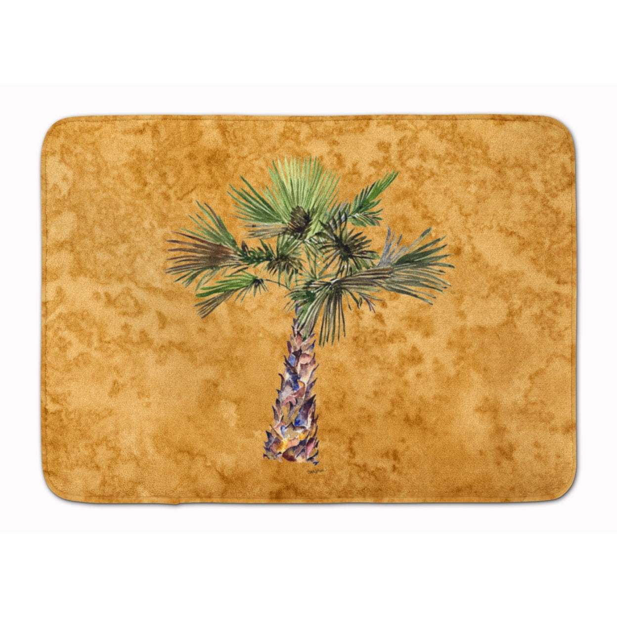 Palm Tree on Gold Machine Washable Memory Foam Mat - Walmart.com