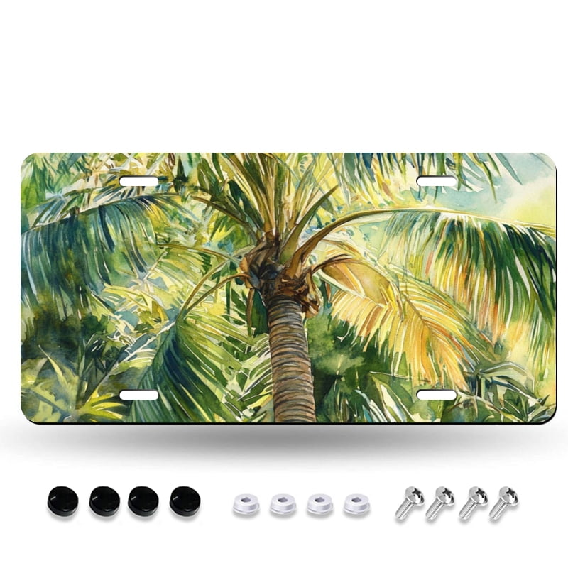Palm Tree with Sunlit Leaves License Plate Frame, Decorative Novelty ...