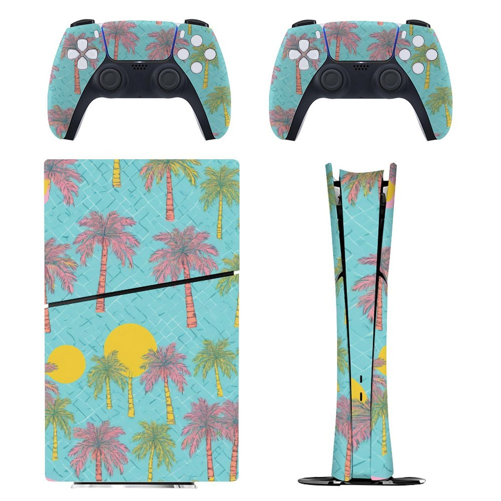 Palm Trees And Suns Console Skin Bundle for PS5 Pro Slim Disc & Digital ...