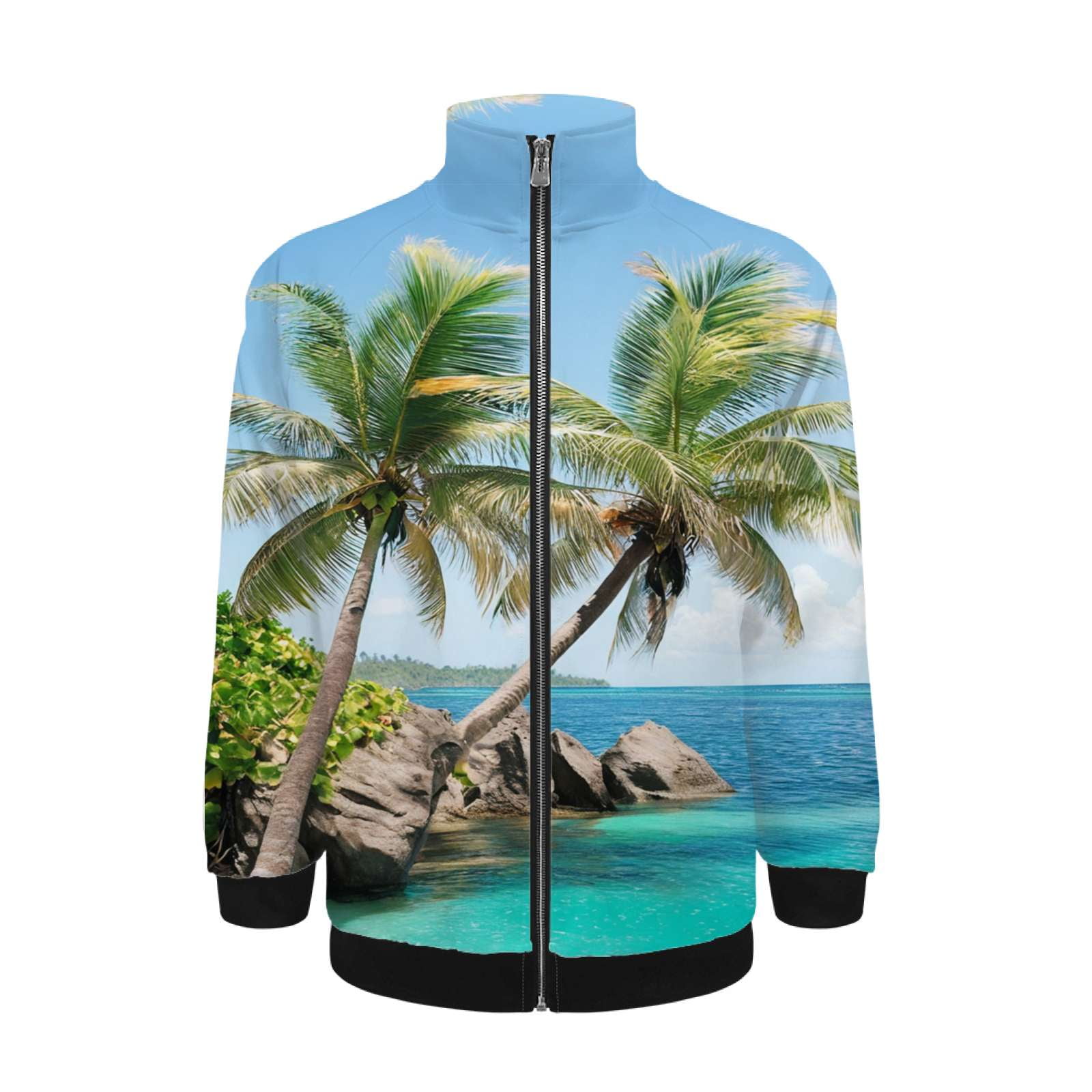 Palm Trees Beach Scene Jacket Men's Street Cool Long Sleeves Coat ...