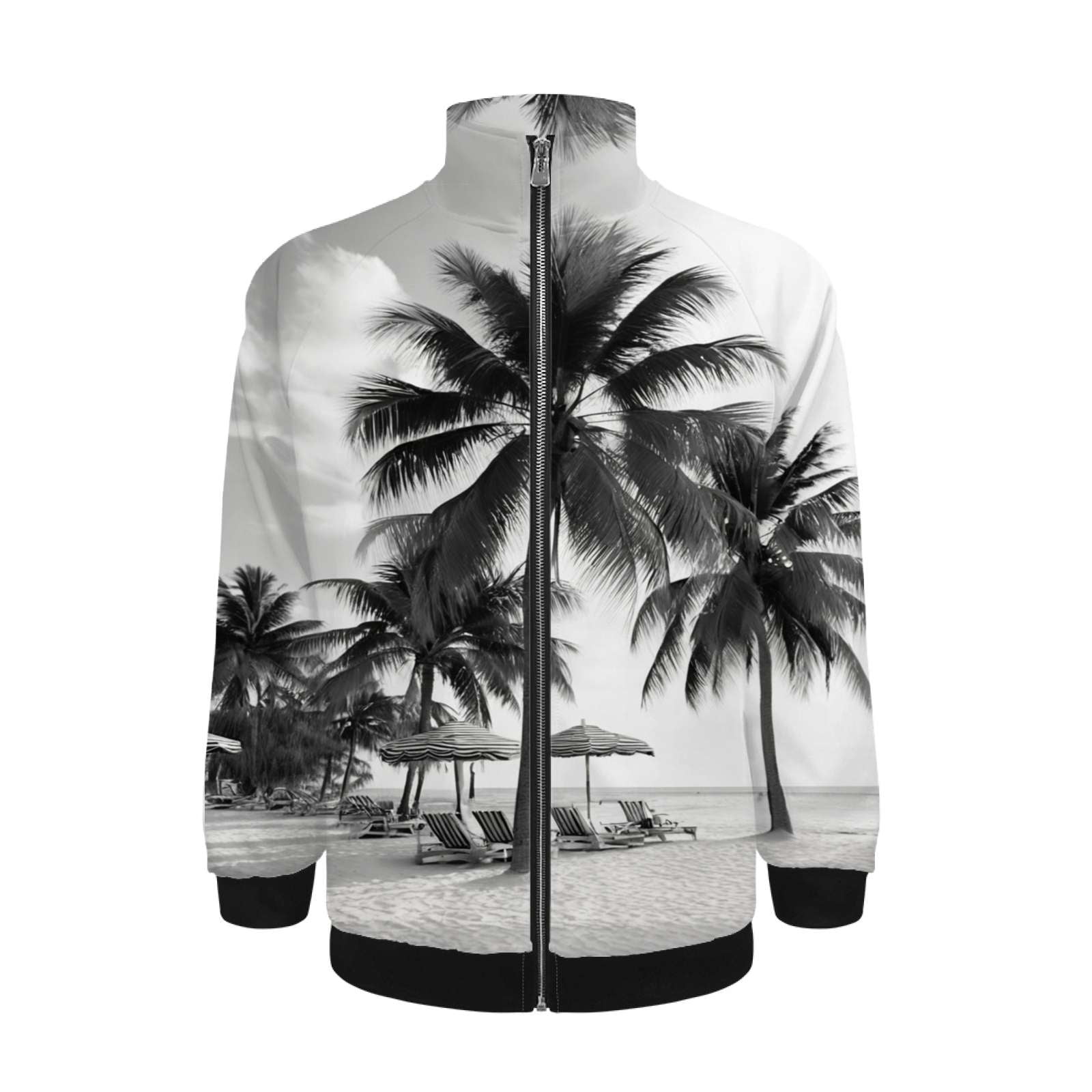 Palm Trees Beach Scene Jacket Men's Street Cool Long Sleeves Coat ...