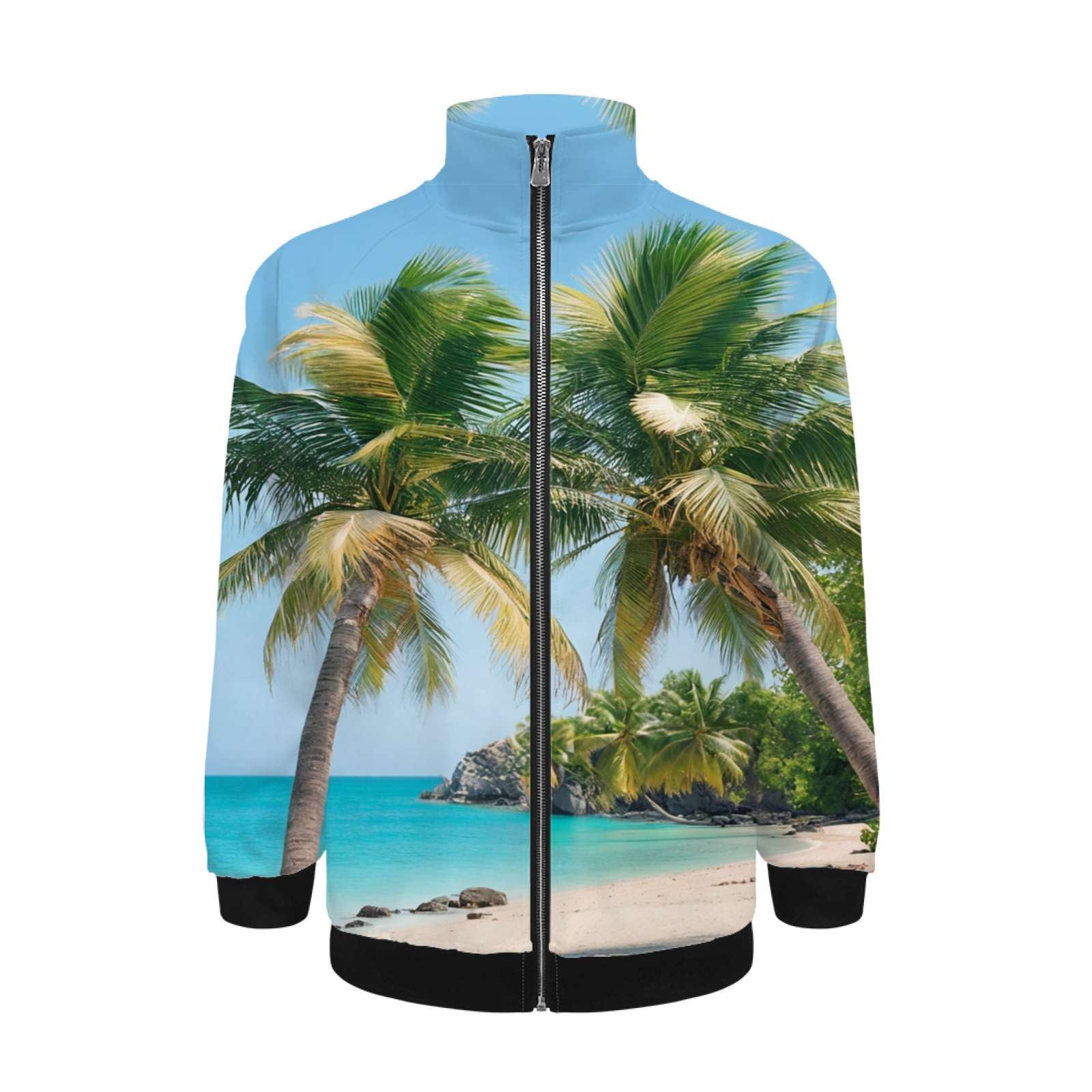 Palm Trees Beach Scene Jacket Men's Street Cool Long Sleeves Coat ...