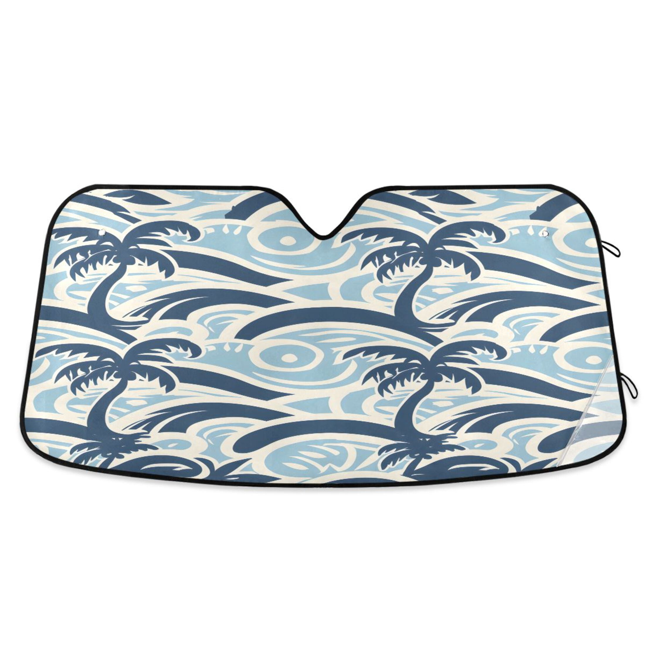 Palm Trees Blue Waves Windshield Sun Shade Automobile Visor Accordion ...