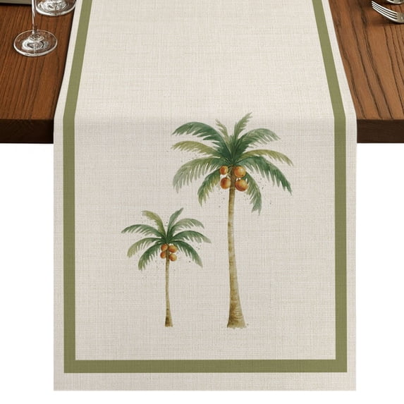 Palm Trees Burlap Cotton Table Runner 13x36 Inches Short, Rustic ...