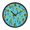 Palm Trees Butterflies Pattern Wall Clock 12 Inch Voice Activated Night ...
