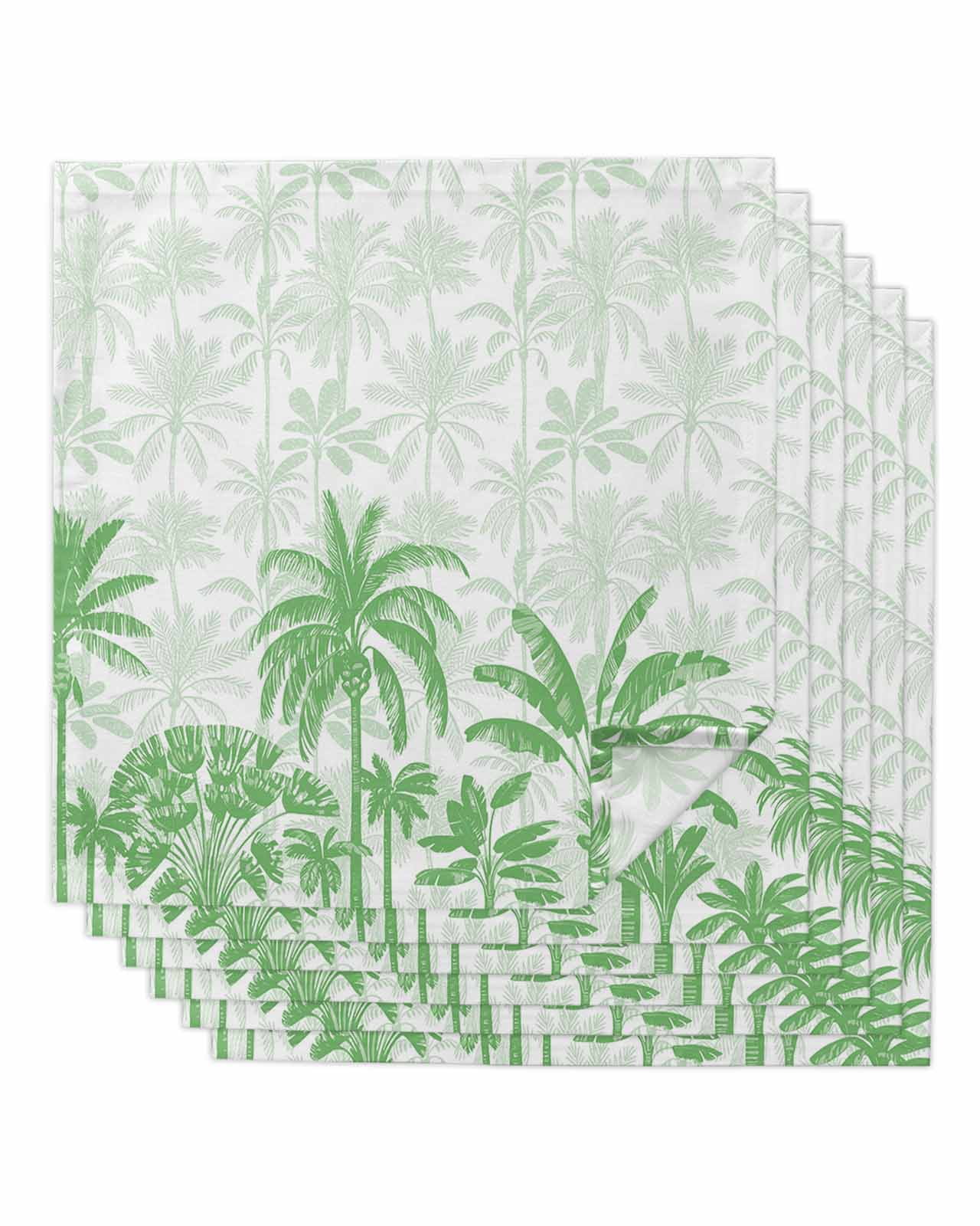Palm Trees Cloth Napkins Washable Set of 6, Green Tropical Plants ...