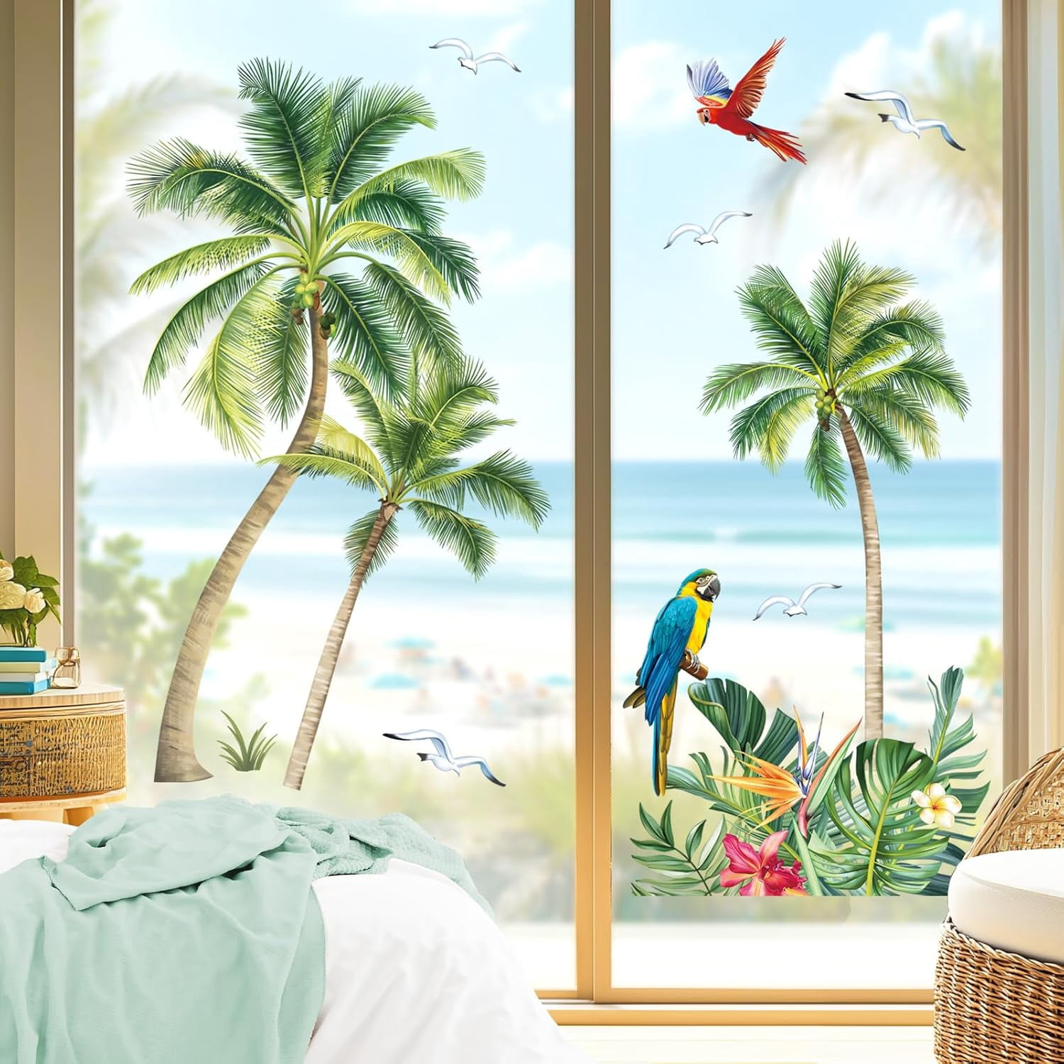 Palm Trees Double Sided Window Clings Tropical Plants Green Leaves ...