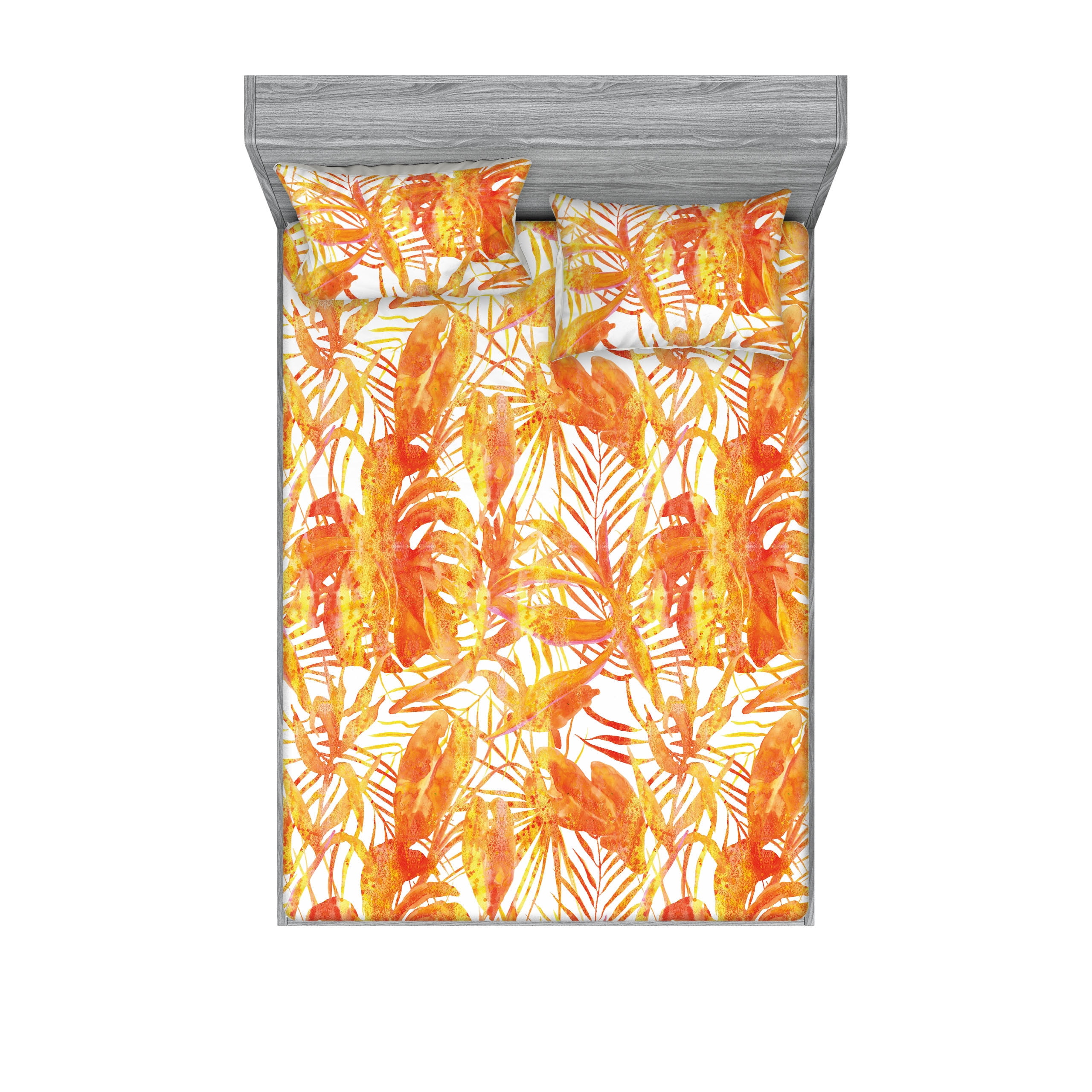 Palm Trees Fitted Sheet & Pillow Sham Set, Summer Colors Chill ...