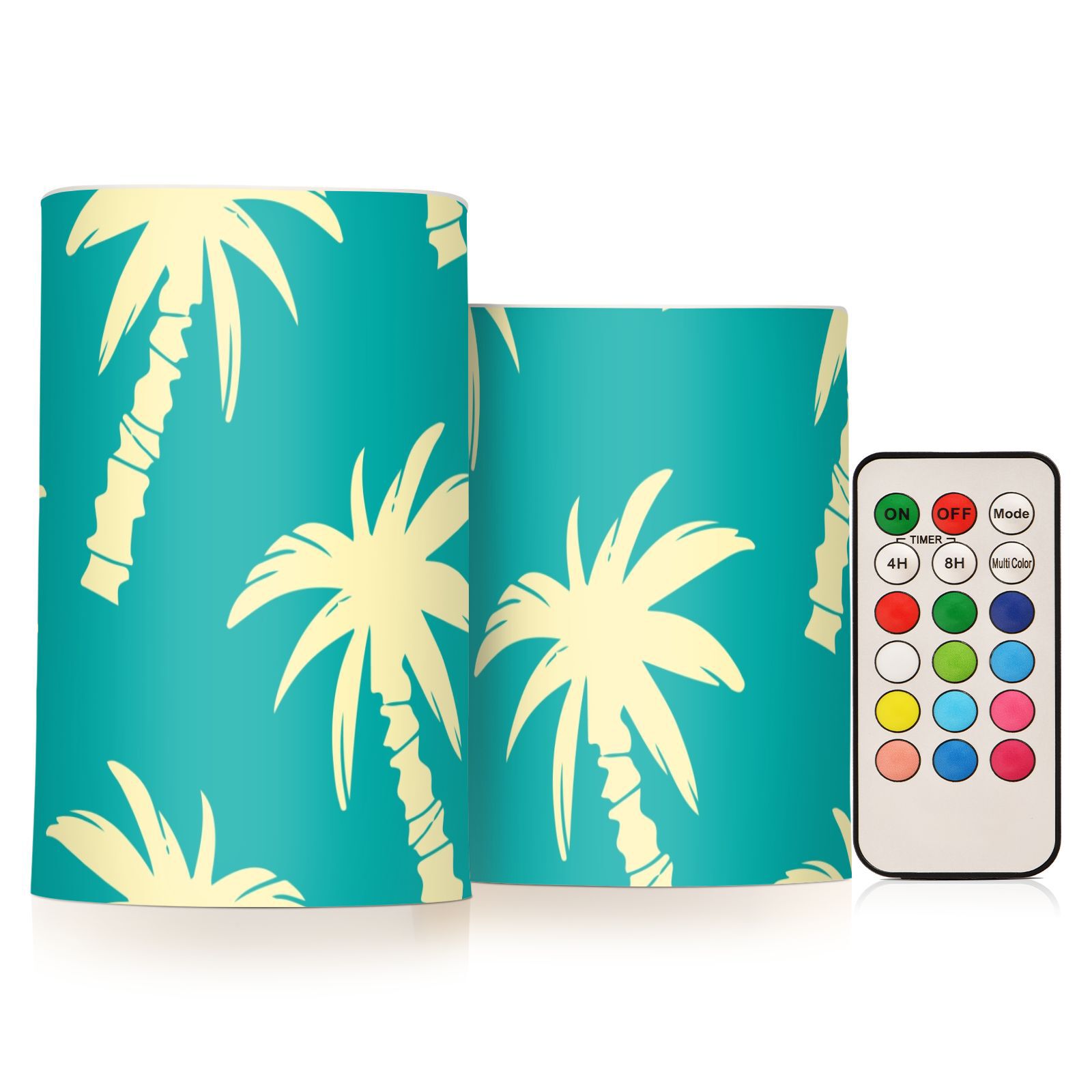 Palm Trees on Green 2 PCS LED Flickering Flameless Candles with Remote ...