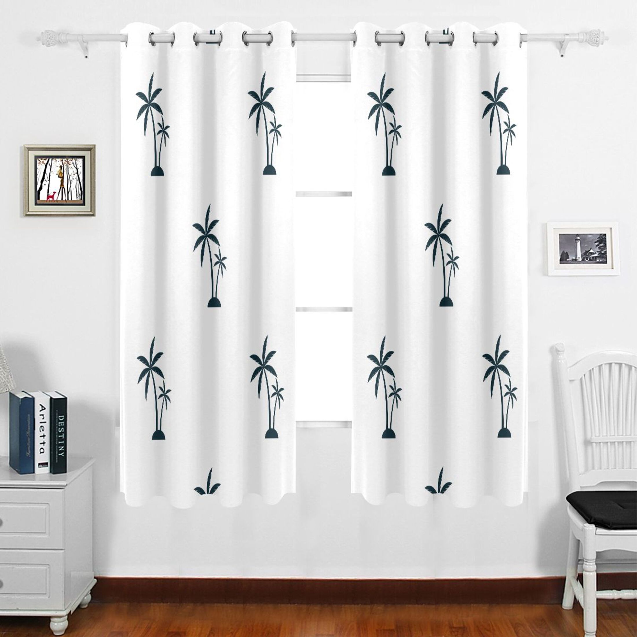 Palm Trees Grommet Blackout Curtains Thermal Insulated Window Curtain ...